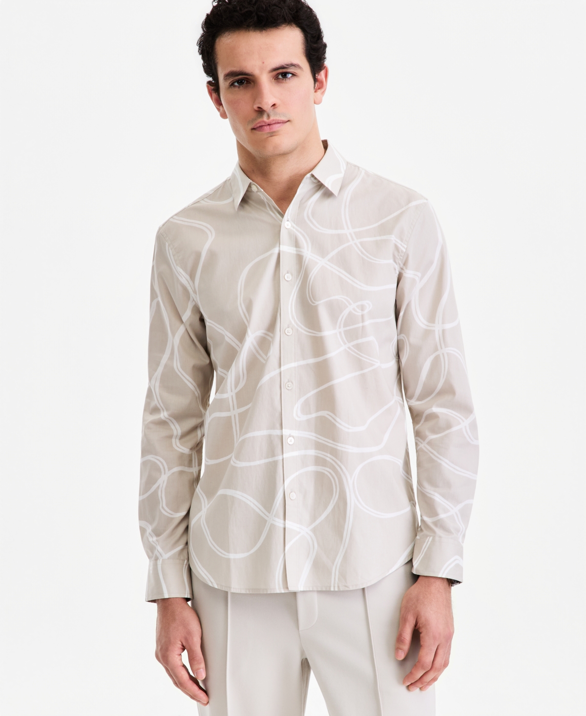 Click here for Alfani Mens Long-Sleeve Fluid Swirl Poplin Shirt... prices