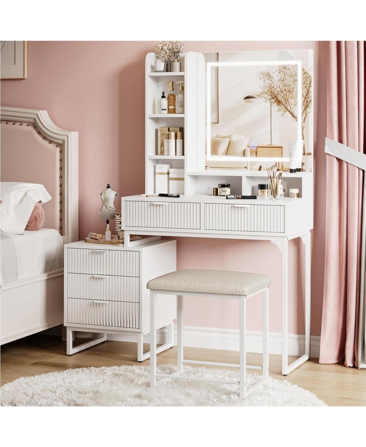 Click here for Gaomon Makeup Vanity Set with Led Mirror - 5 Drawe... prices