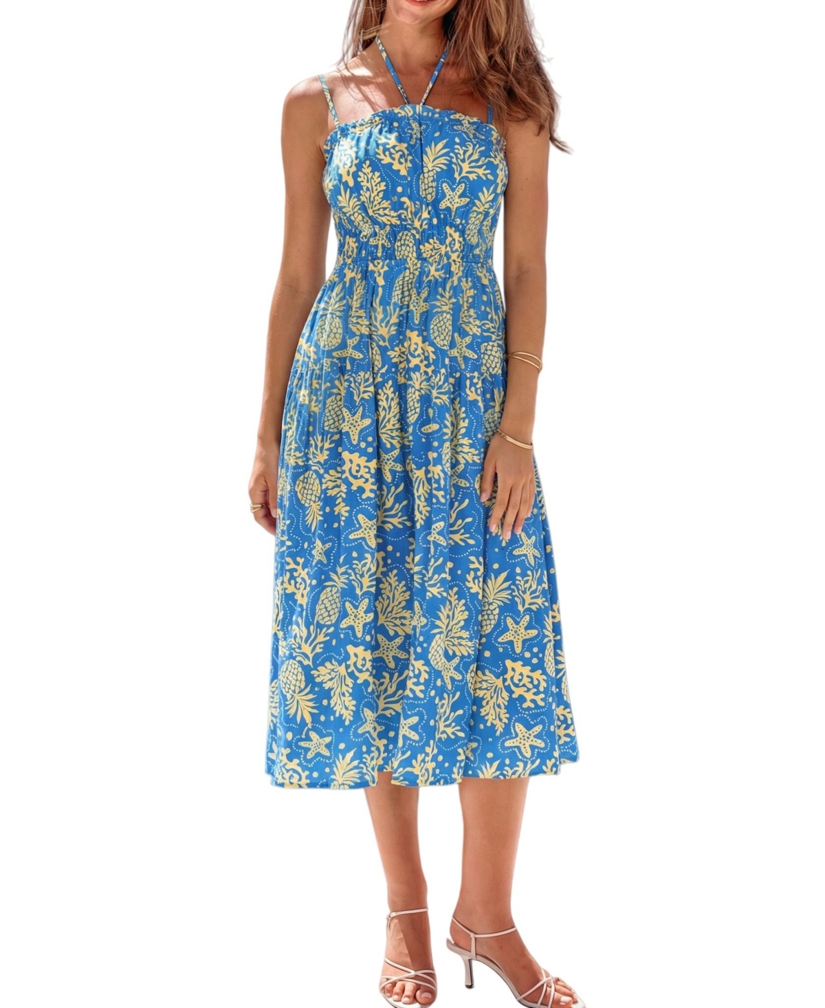 Click here for Cupshe Womens Ocean Floor Tropical Midi Beach Dres... prices