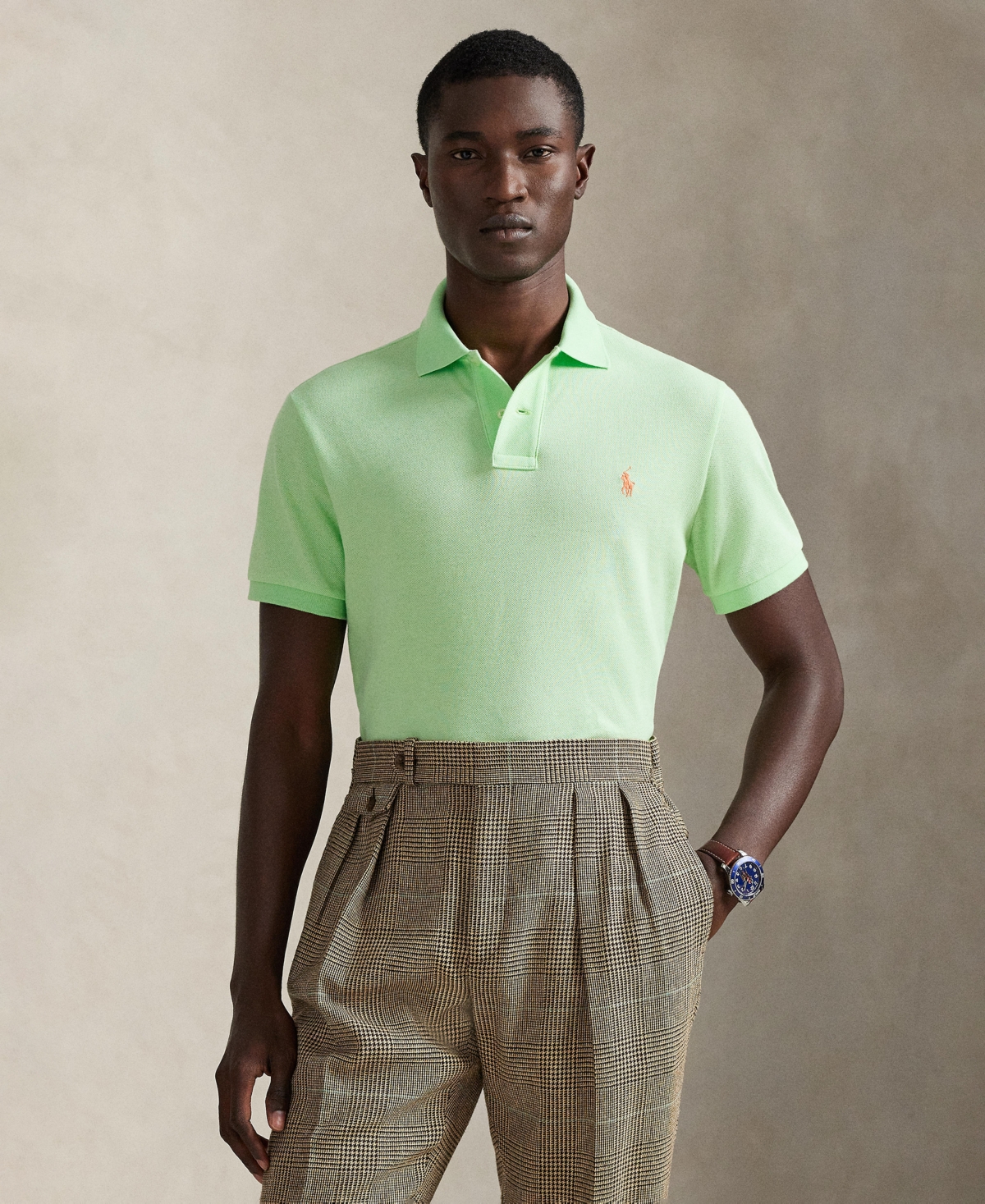 Polo Ralph Lauren Mens Cotton Custom Slim Fit Mesh Polo Shirt - Cruise Lime