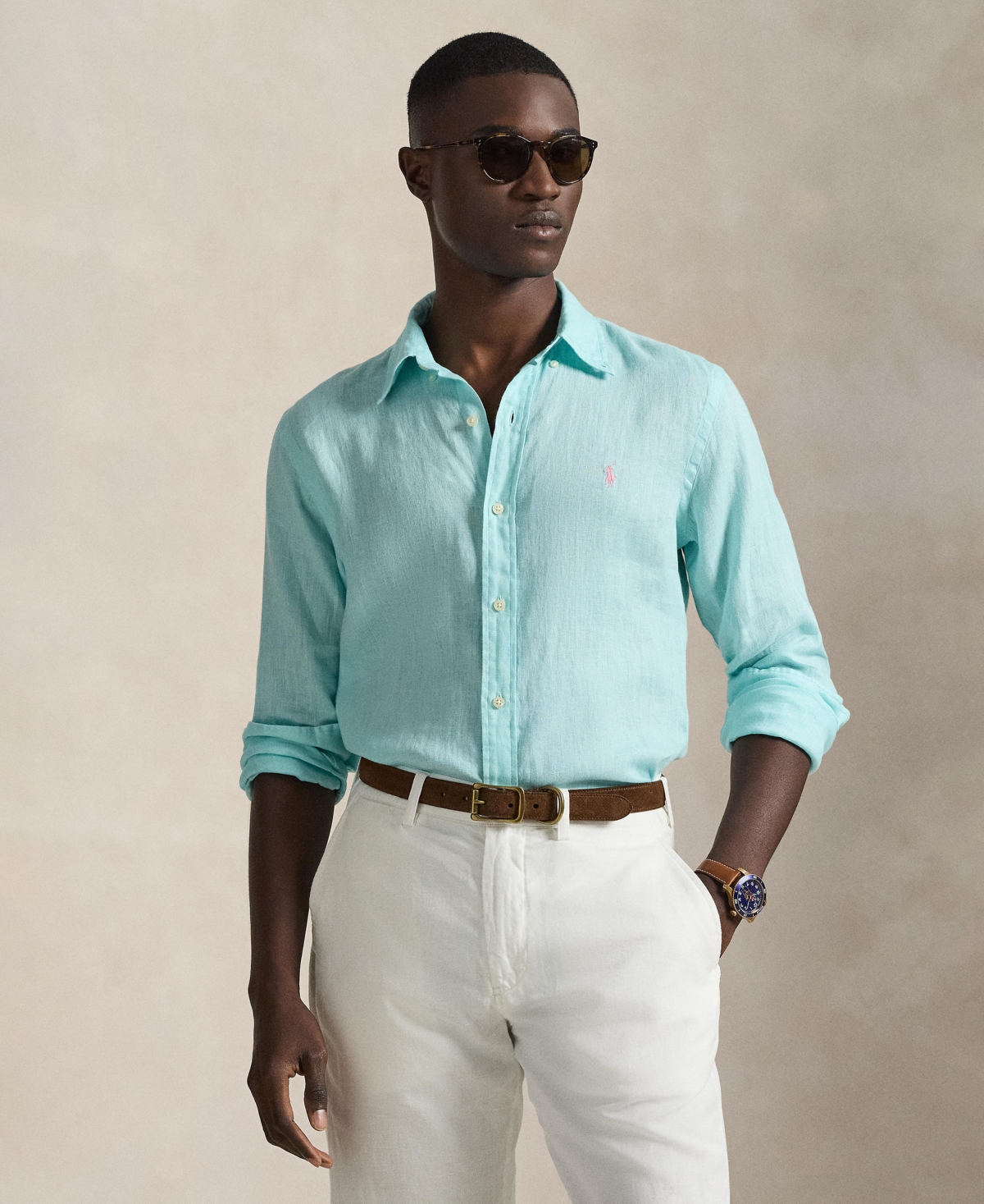 Click here for Polo Ralph Lauren Mens Classic Fit Linen Shirt - N... prices