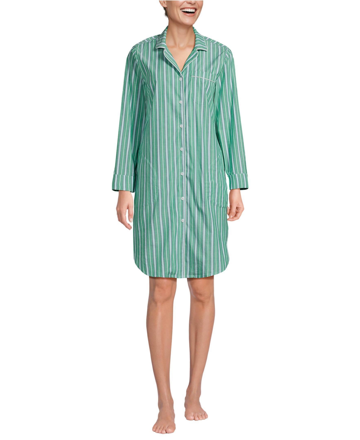Click here for Lands End Womens Cotton Poplin Long Sleeve Sleepsh... prices