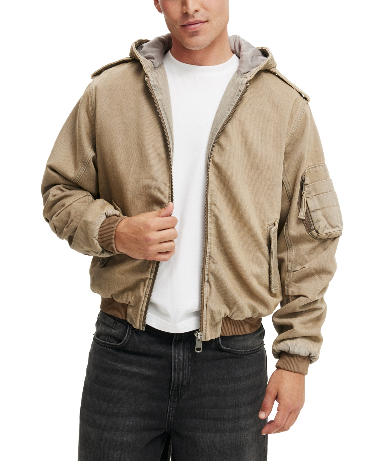 Click here for Cotton On Mens Zipper Denim Long-Sleeve Bomber Jac... prices