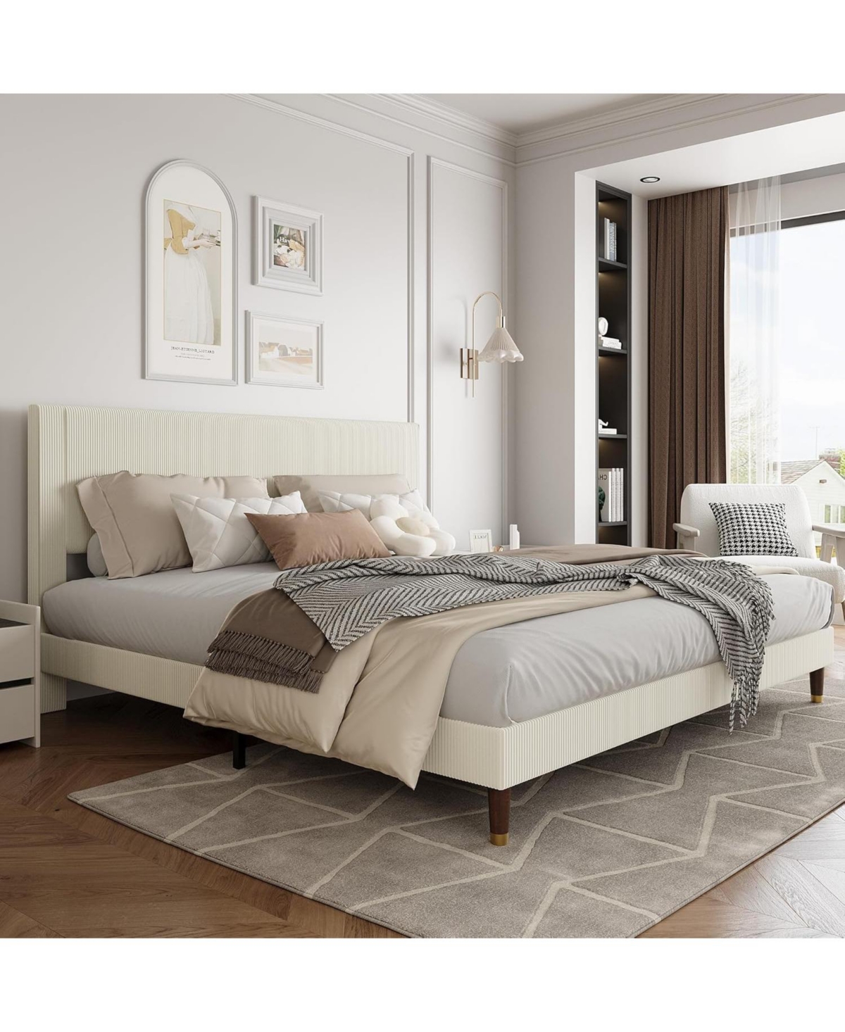 Click here for gaomon Bed Frame with Headboard  Corduroy Upholste... prices