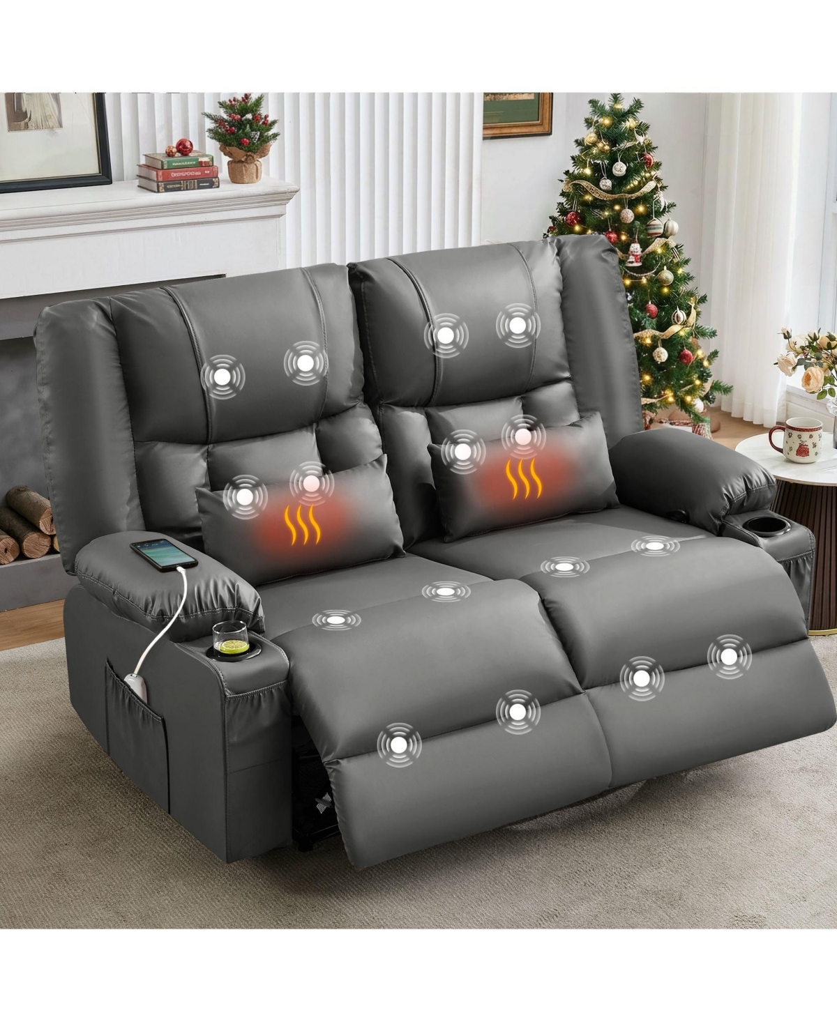 Click here for Clihome Oversized Faux Leather Recliner Loveseat w... prices