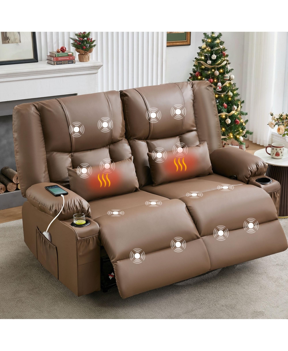 Click here for Clihome Oversized Faux Leather Recliner Loveseat w... prices