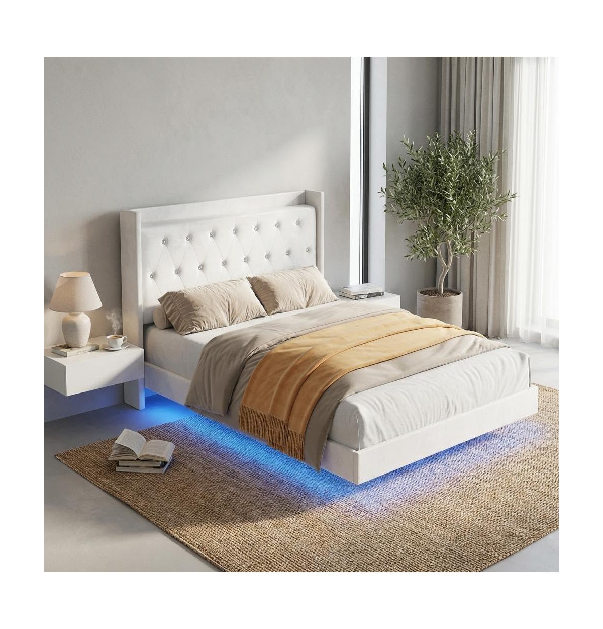 Click here for gaomon Full Led Bed Frame with Storage Shelves  Mo... prices