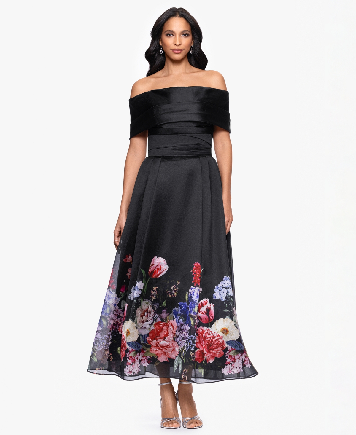 Click here for Betsy & Adam Womens Off-The-Shoulder Floral Print... prices