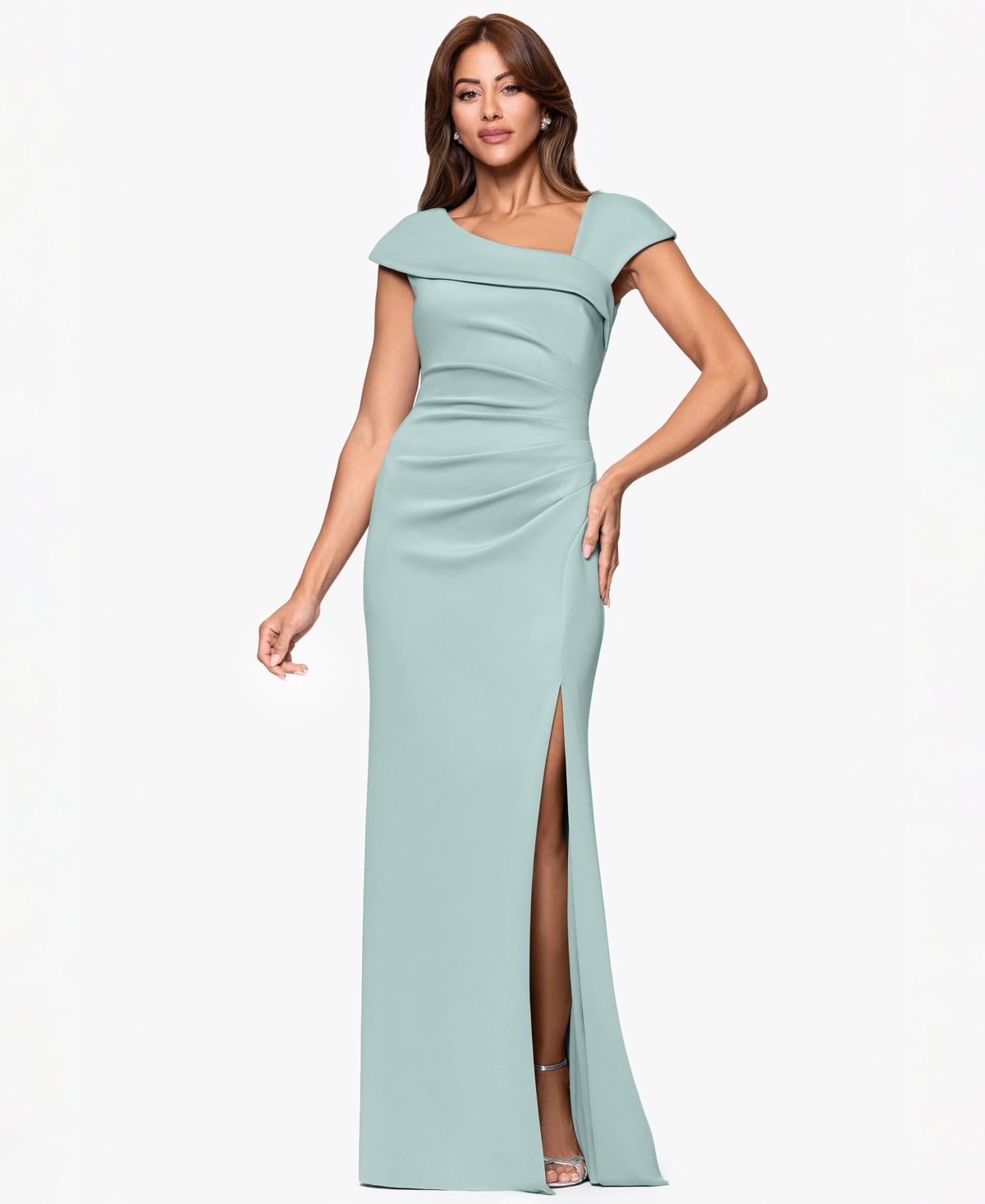 Click here for Xscape Petite Asymmetric Front Slit Evening Gown -... prices