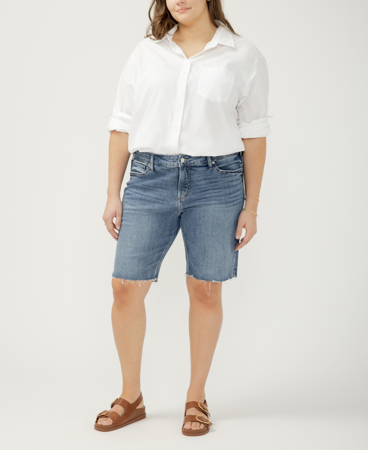 Click here for Silver Jeans Co. Plus Size Elyse Bermuda Shorts -... prices
