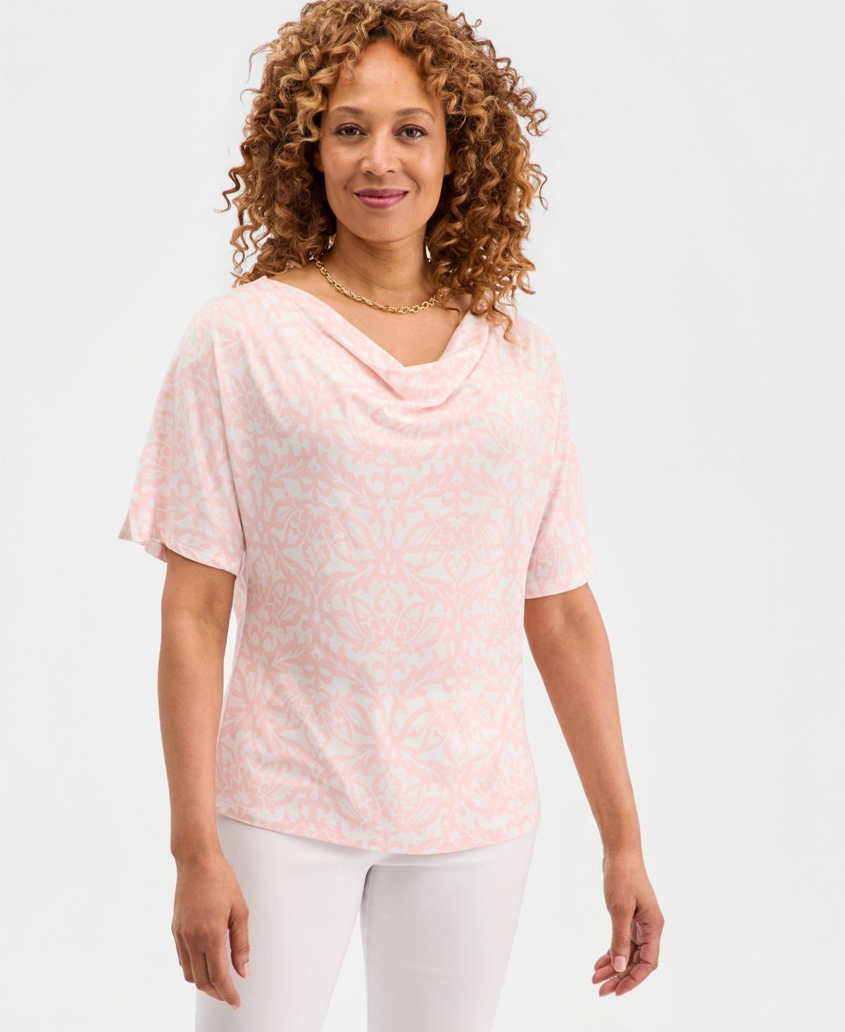 Click here for Jm Collection Petite Regal Wallpaper V-Neck Top  M... prices