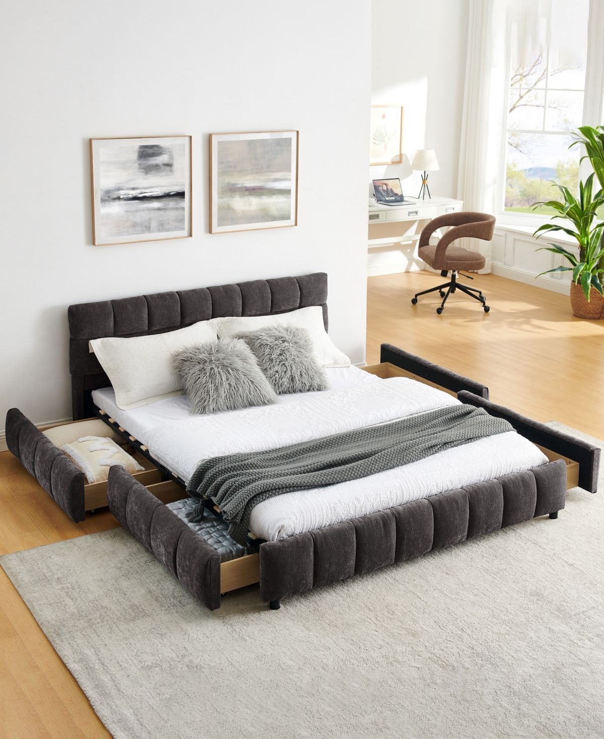 Click here for Dyhome Floating Bed Frame Queen with Headboard Sto... prices
