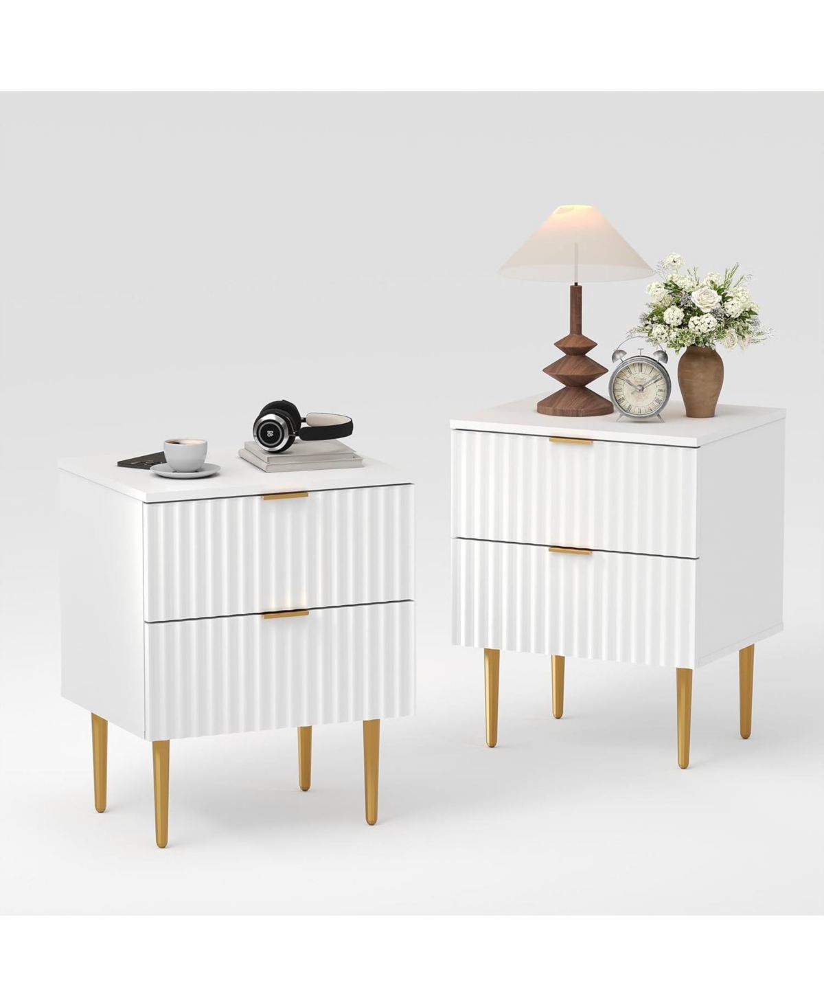 Click here for gaomon Charging Station & 2 Drawers  Wood Bedside... prices