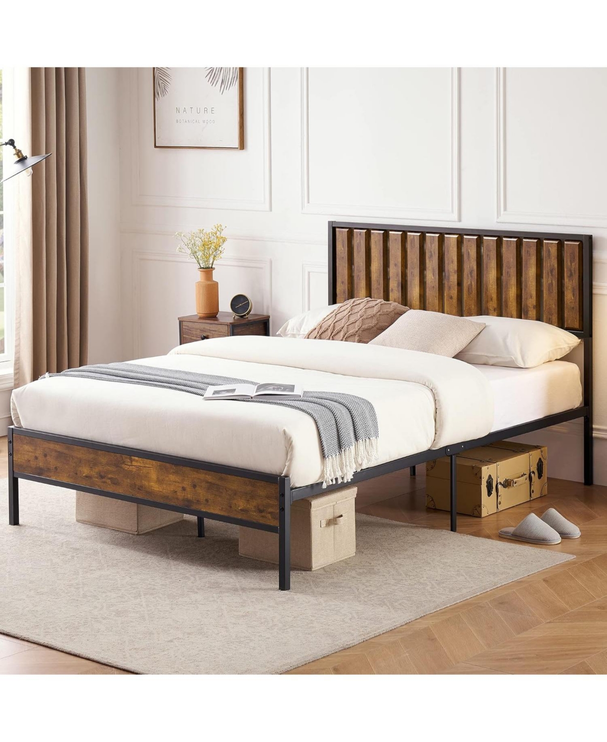 Click here for gaomon Full Bed Frame with Wood Headboard  Platfor... prices