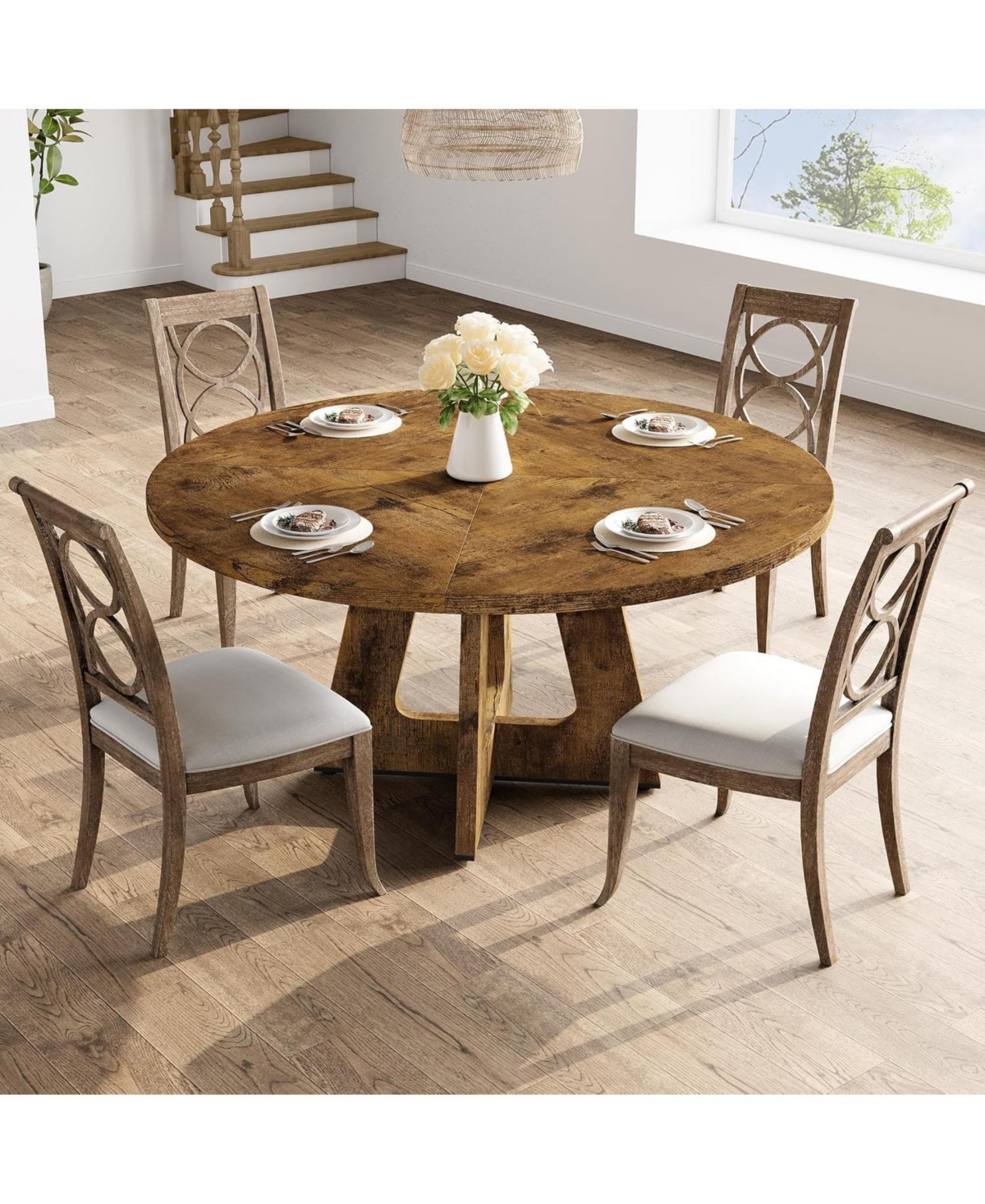 Click here for gaomon 47 Inch Round Farmhouse Dining Table for 4-... prices