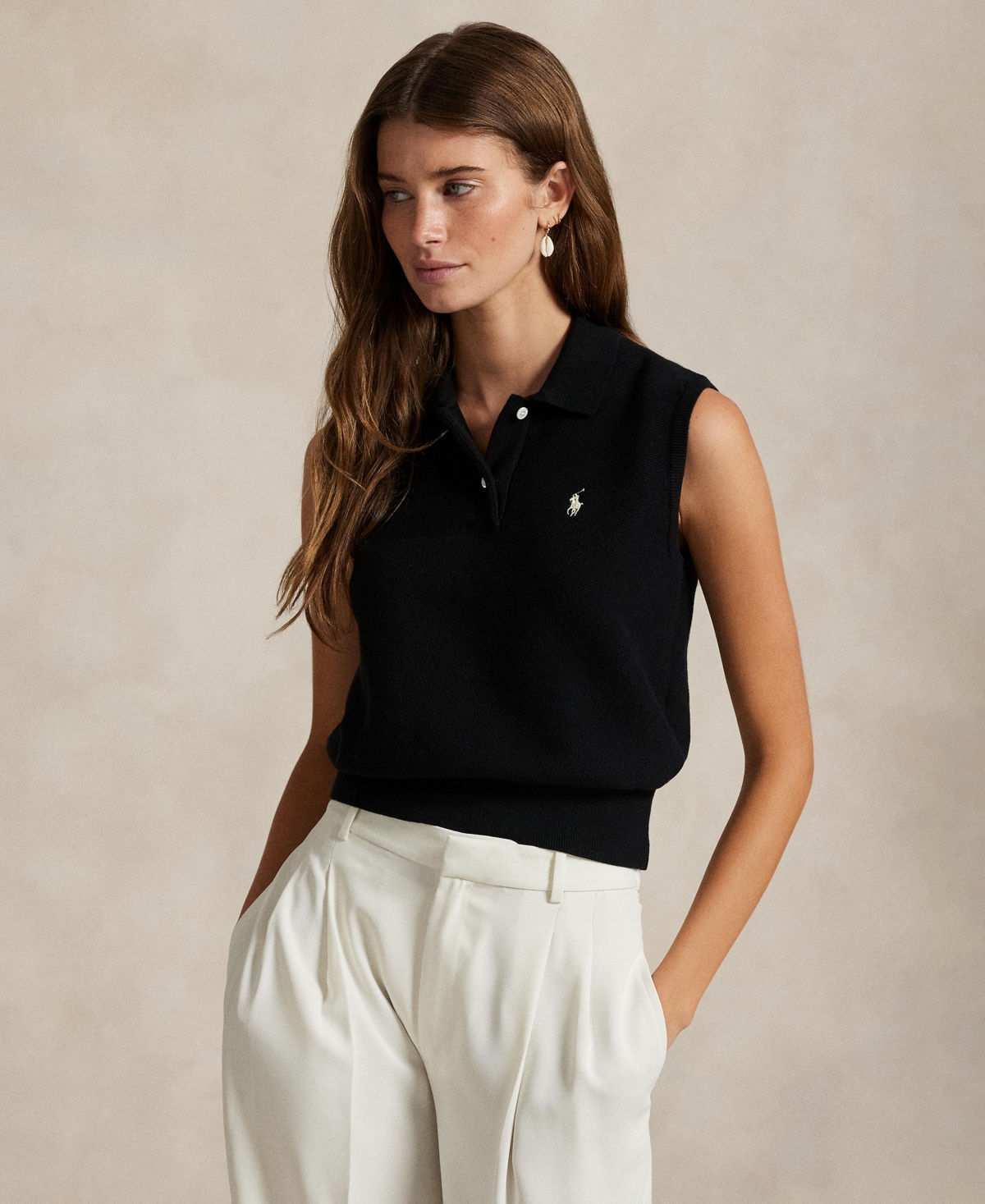 Click here for Polo Ralph Lauren Womens Ribbed Collar Sleeveless... prices