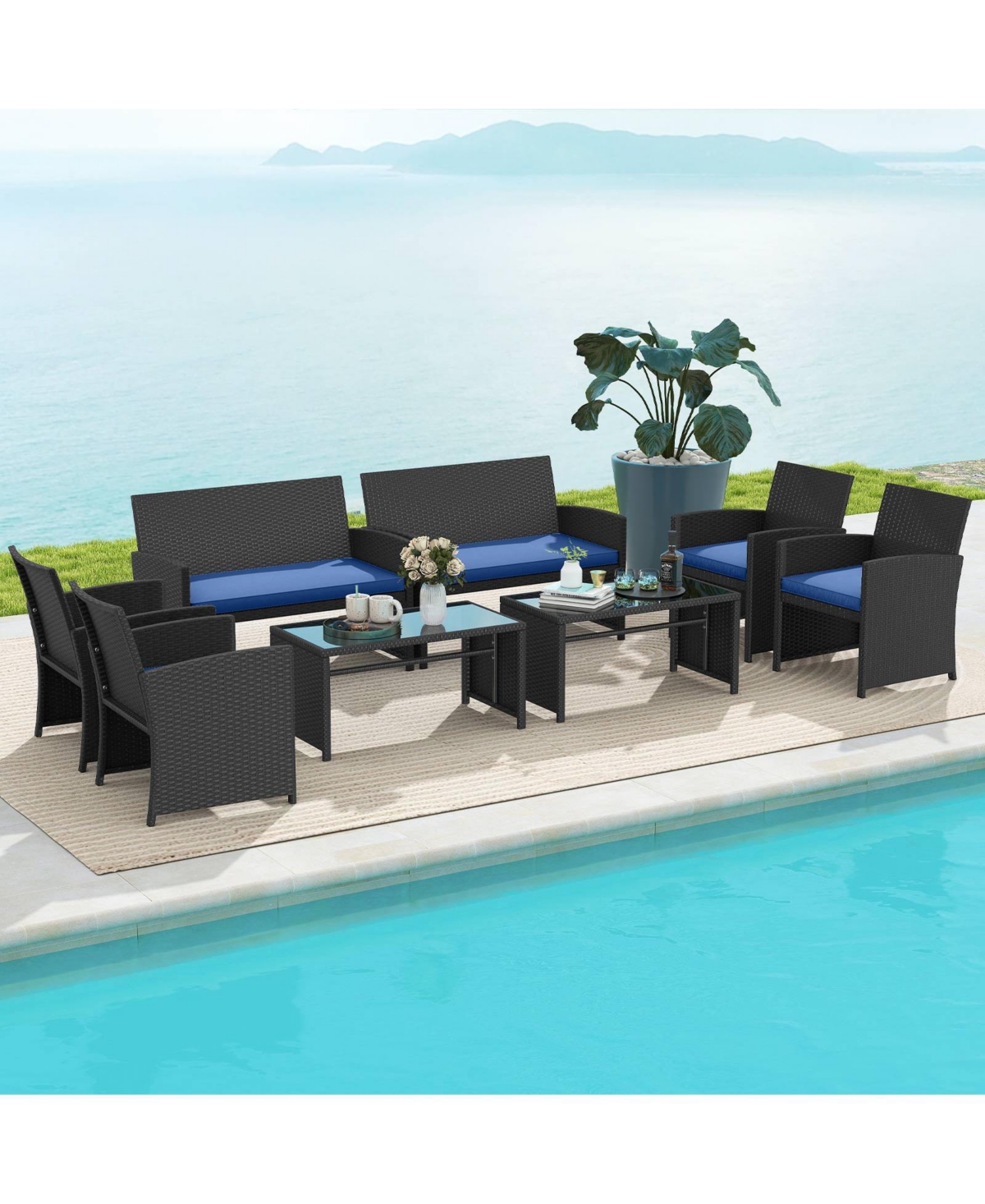 Click here for Gymax Set of 8 Patio Conversation Set w/Seat Cushi... prices