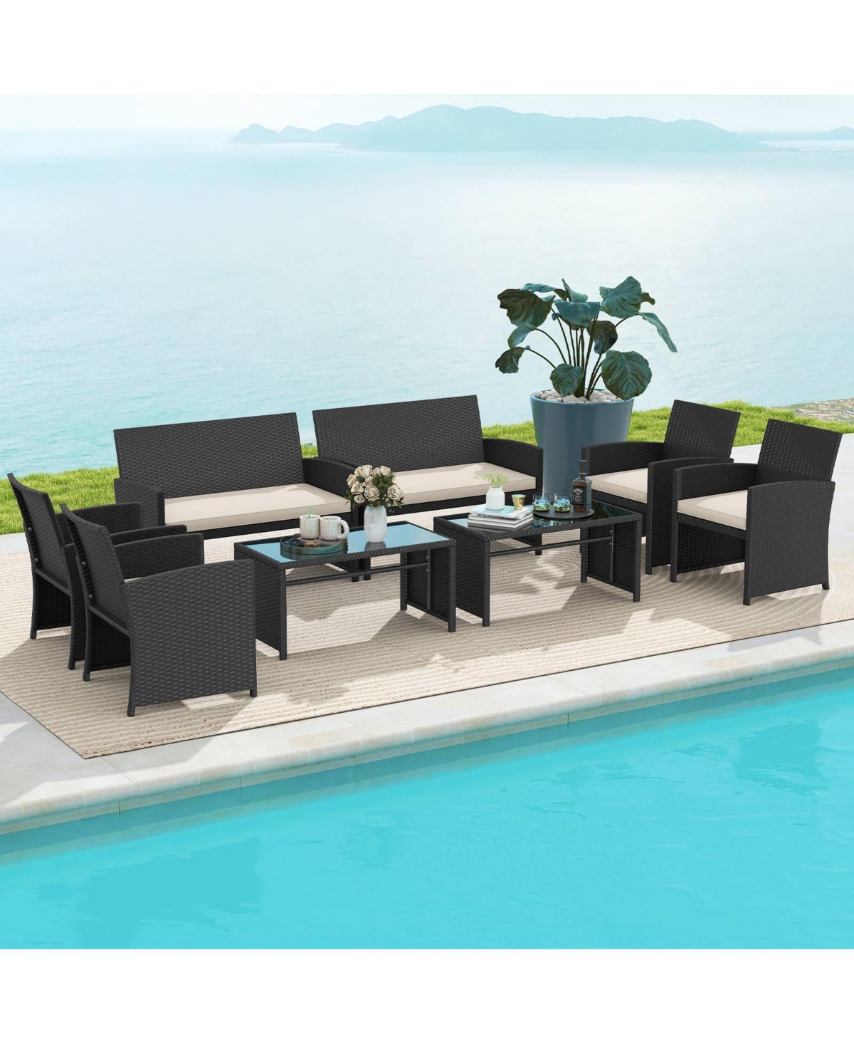 Click here for Gymax Set of 8 Patio Conversation Set w/Seat Cushi... prices