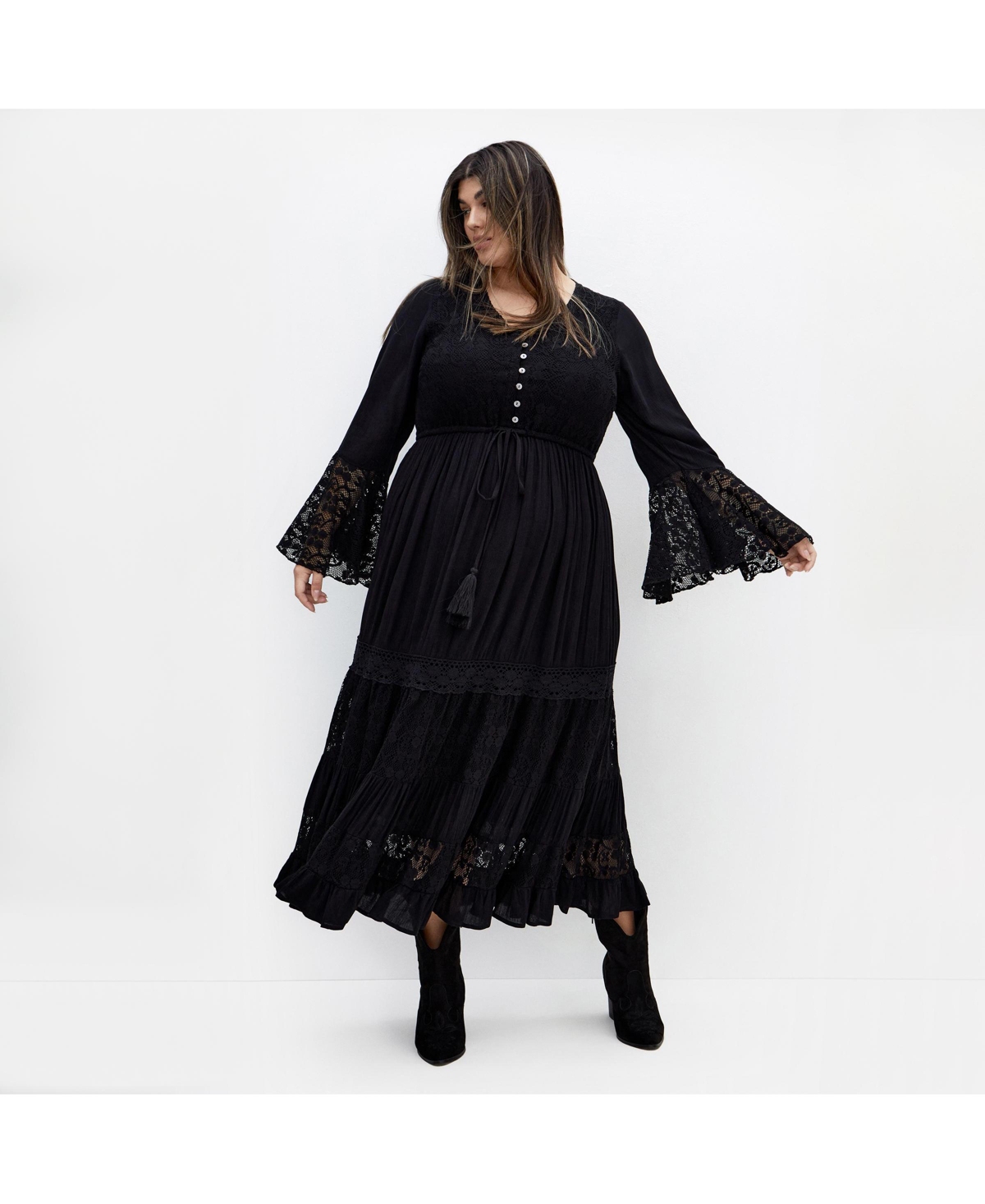 Click here for Draft - City Chic Womens Tisha Lace Maxi Dress - B... prices