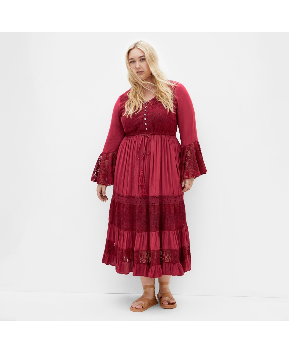 Click here for City Chic Womens Tisha Lace Maxi Dress - Red prices