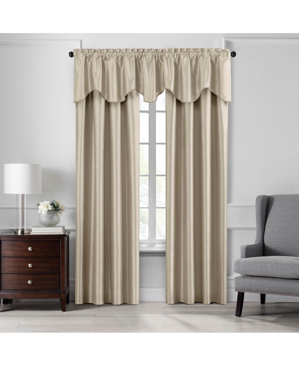 Click here for Elrene Home Fashions Colette Faux Silk Scalloped W... prices