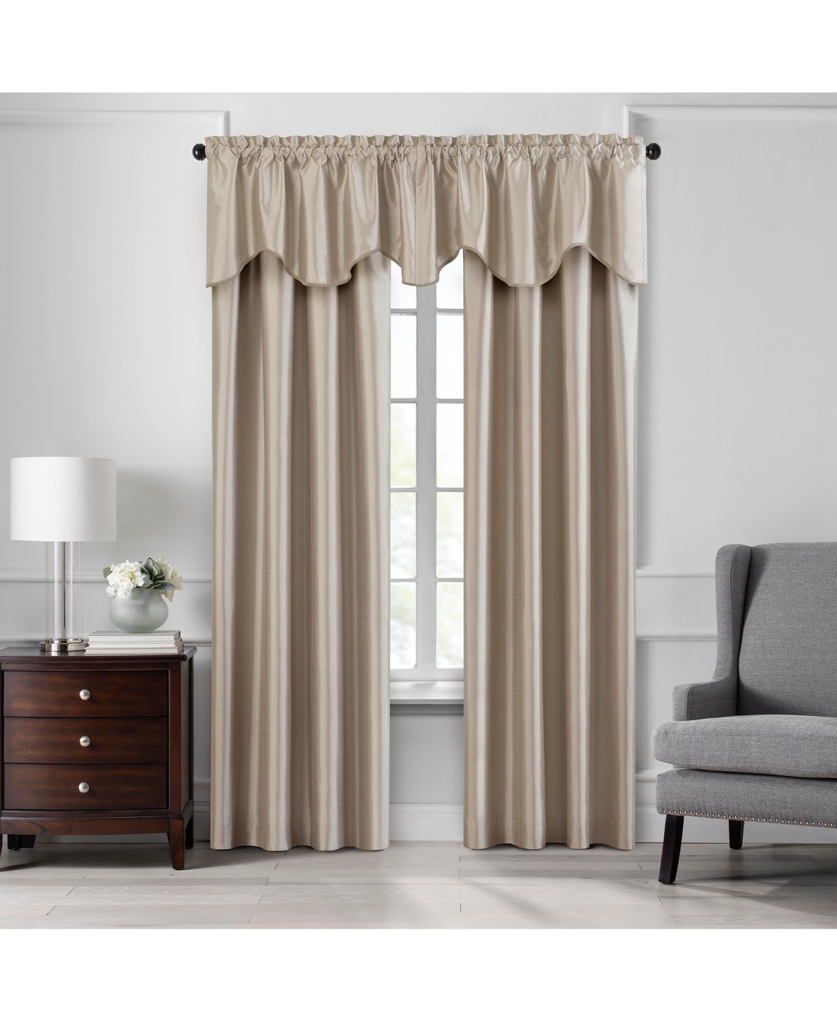 Click here for Elrene Home Fashions Colette Faux Silk Scalloped W... prices