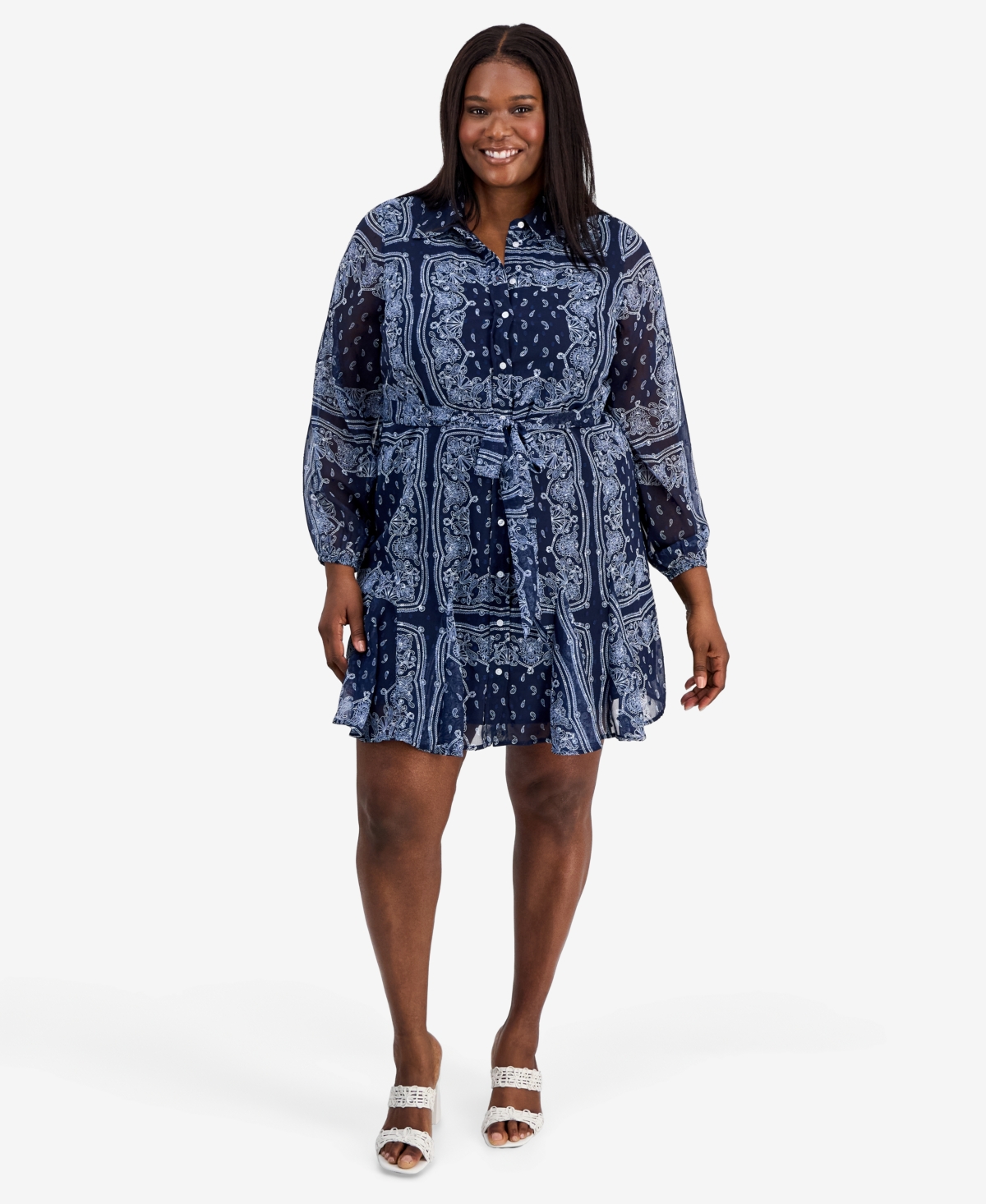 Click here for On 34th Trendy Plus Size Tie-Belt Shirtdress  Macy... prices