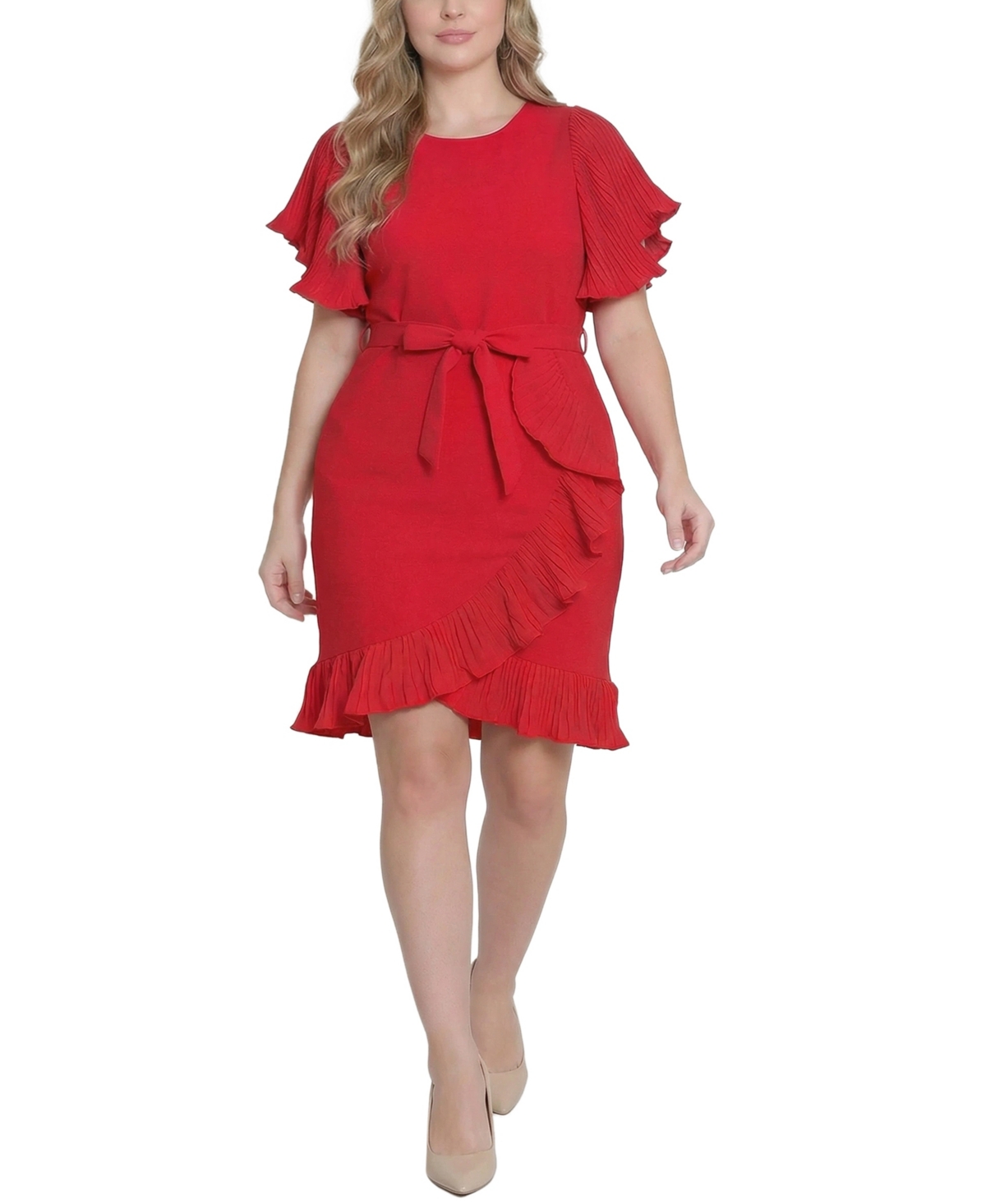 Click here for Ny Collection Plus Size Short Sleeve Pleated Ruffl... prices