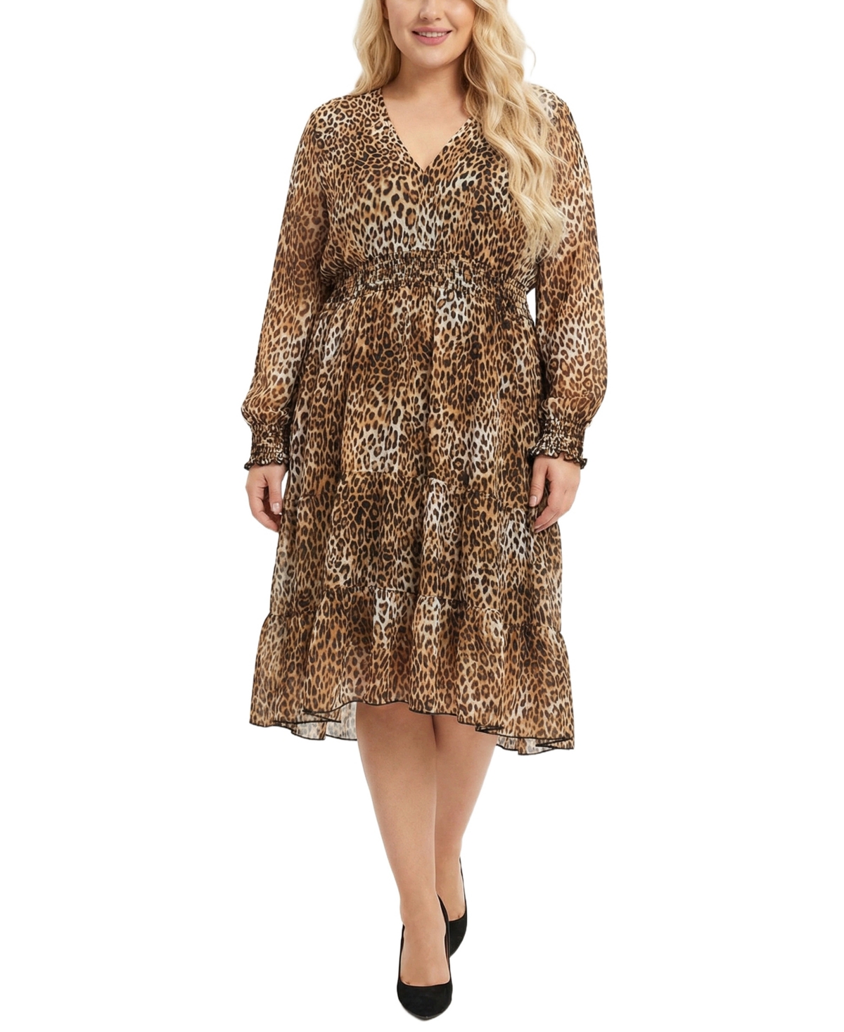 Click here for Ny Collection Plus Size Long Sleeve Clip Dot Chiff... prices