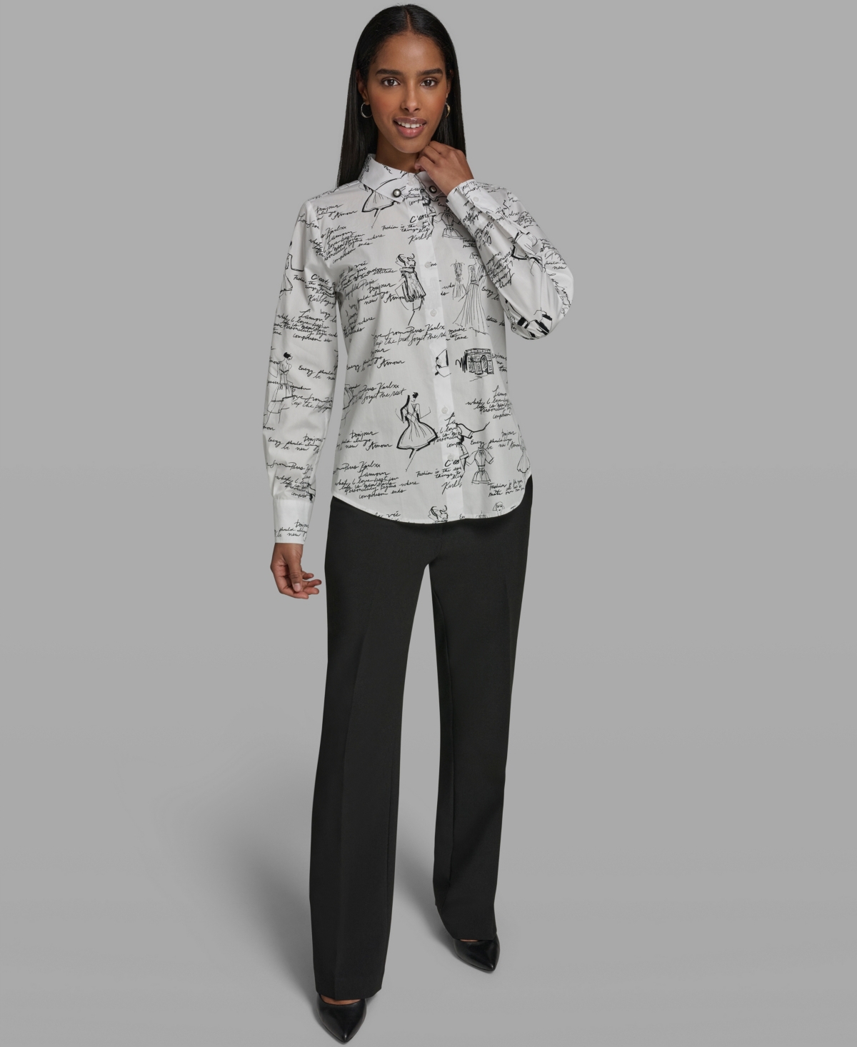 Click here for Karl Lagerfeld Paris Womens Collared Woven Blouse... prices