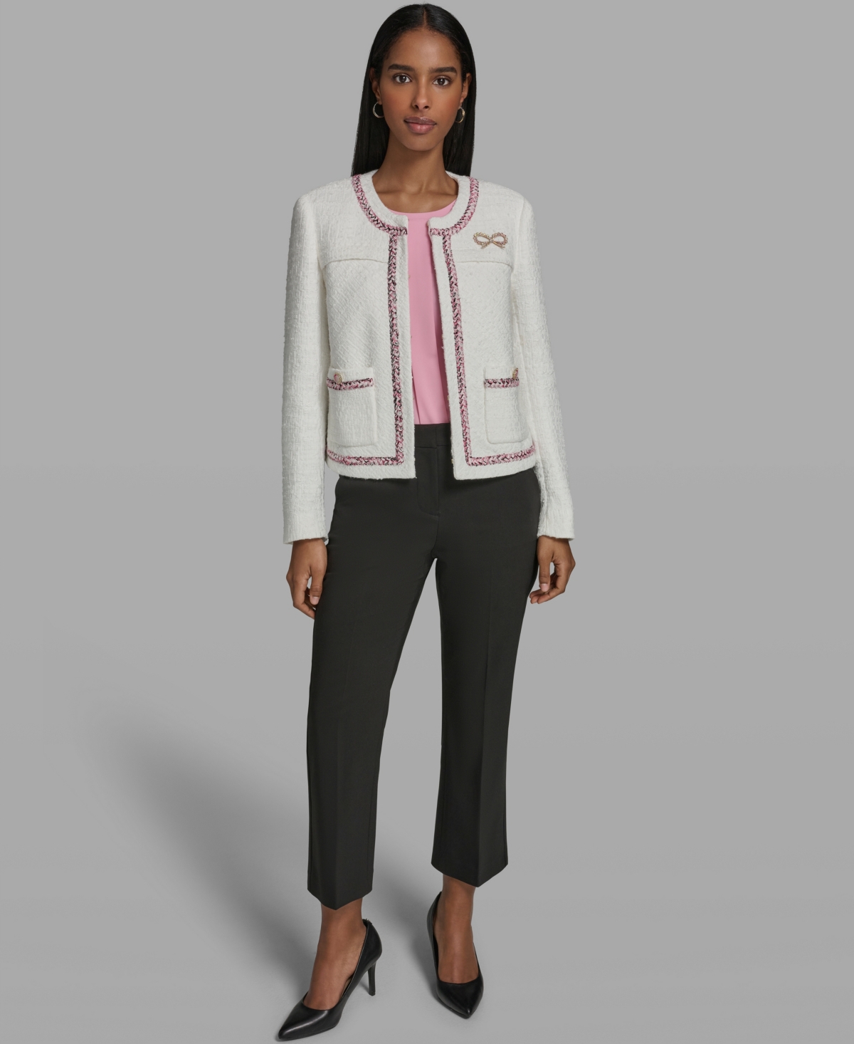 Click here for Karl Lagerfeld Paris Womens Crewneck Cropped Woven... prices