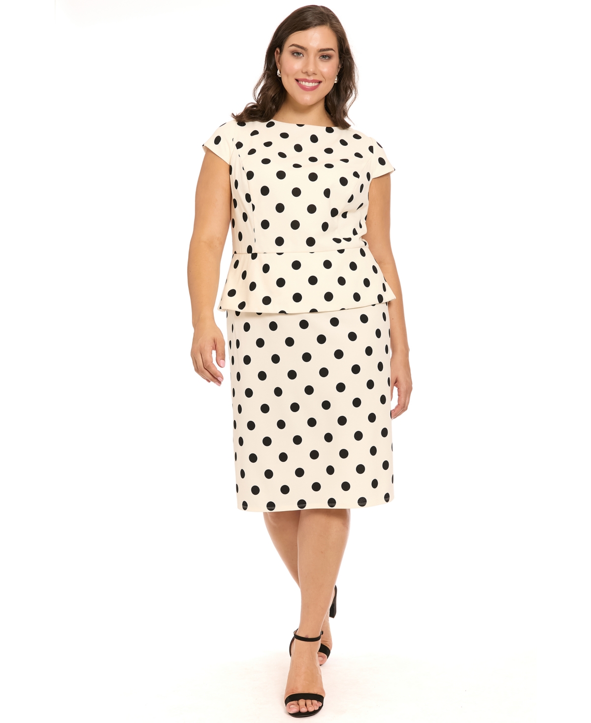 Click here for London Times Plus Size Boat Neck Peplum Sheath Dre... prices