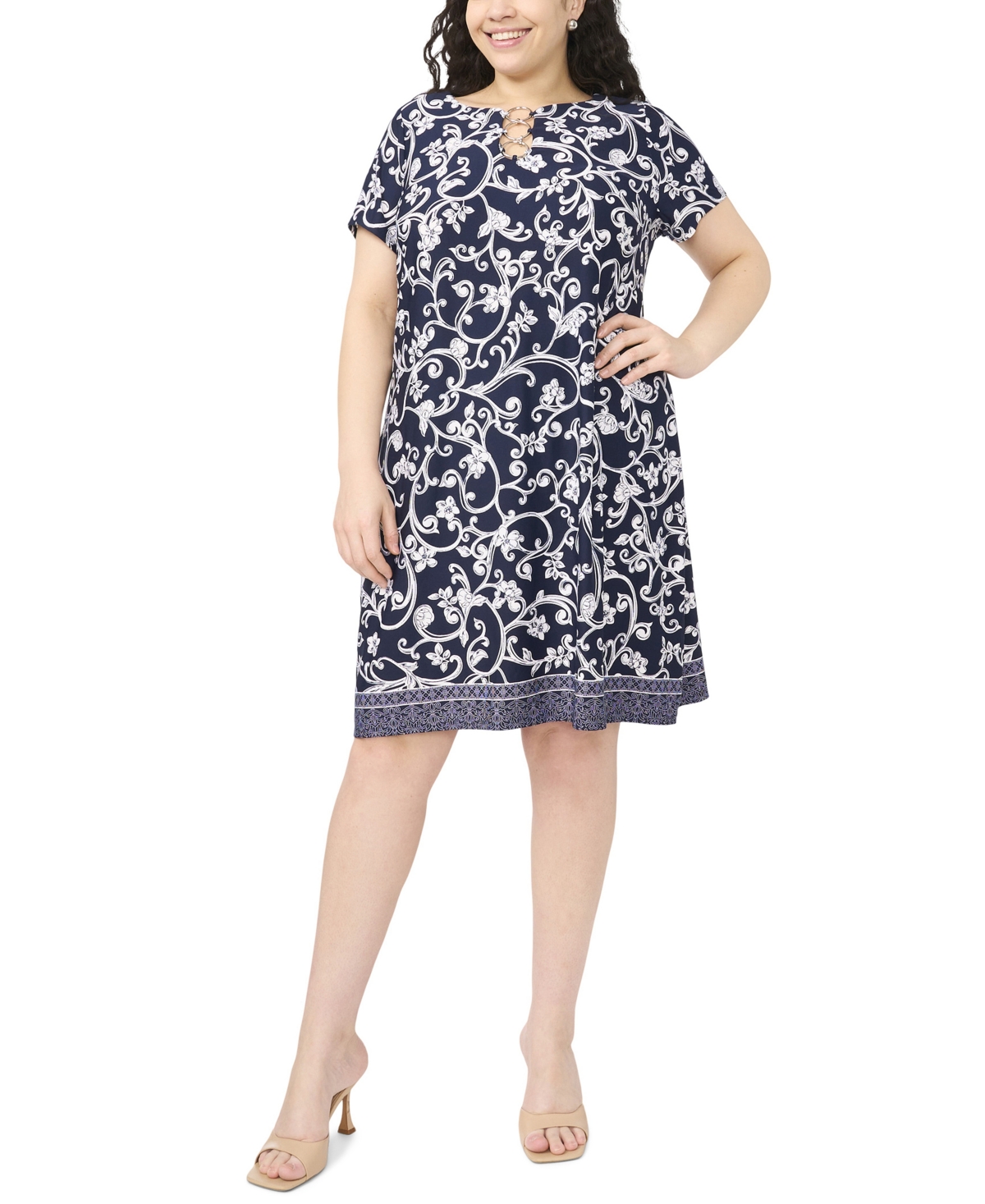 Click here for Msk Plus Size Printed O-Ring Shift Dress - Classic... prices