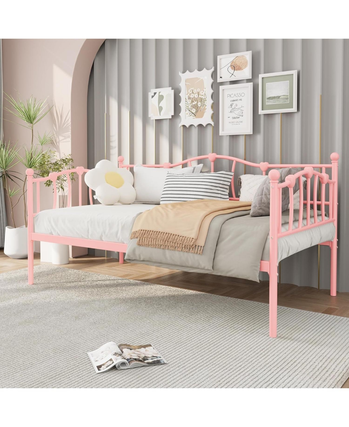 Click here for gaomon Sofa Bed Frame with Heart-Shaped Decoration... prices