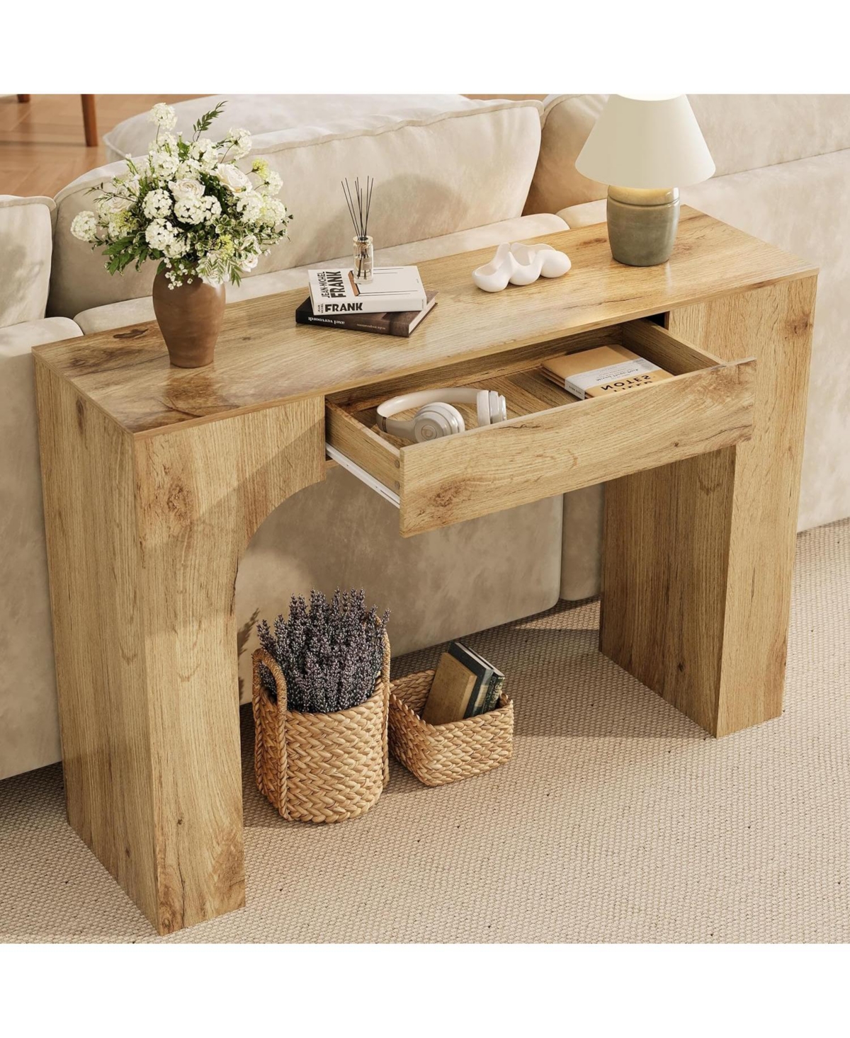 Click here for gaomon Table with Drawer  Wooden Rectangular Sofa... prices