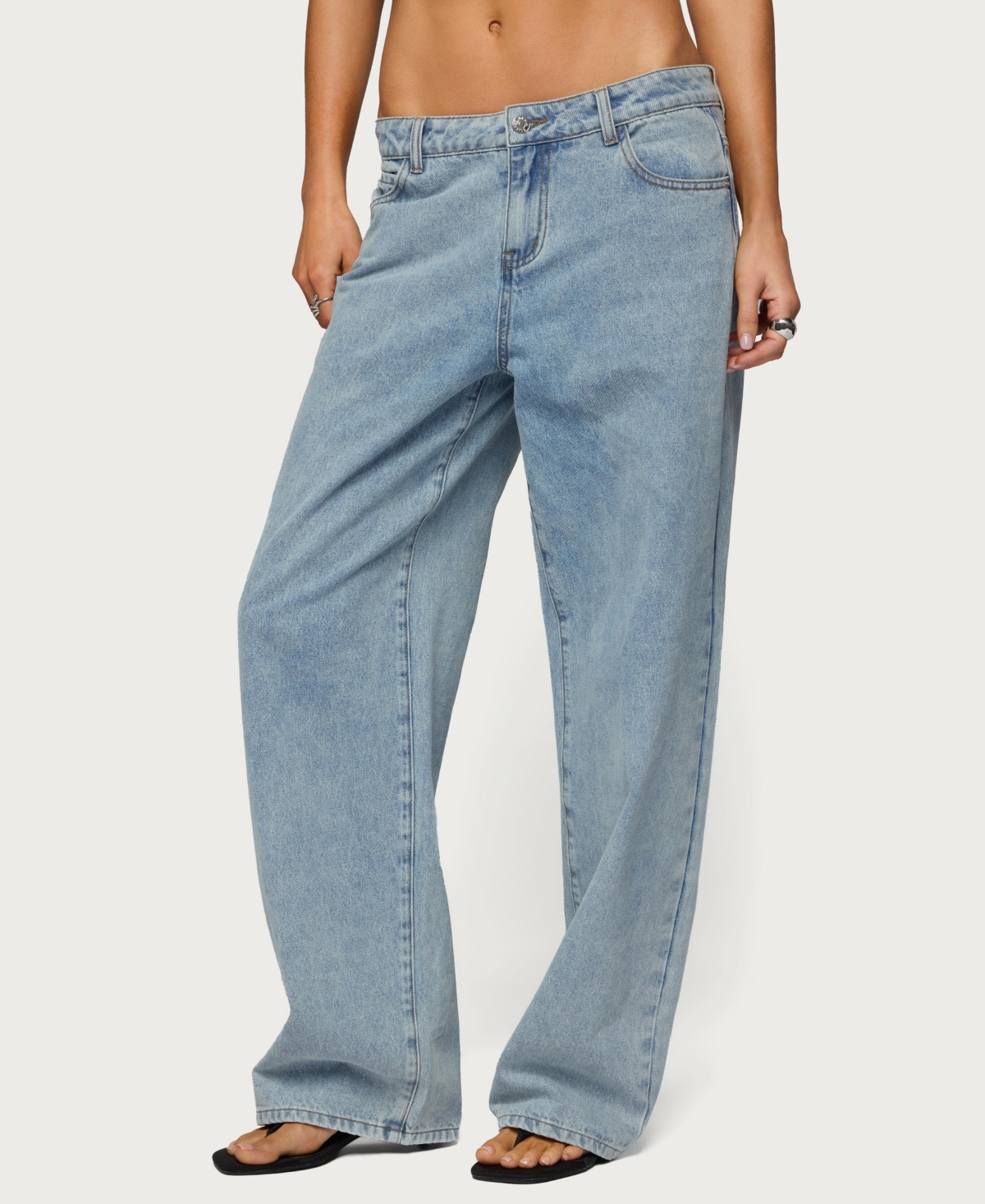 Click here for Edikted Womens Dalina Washed Low Rise Baggy Jeans... prices