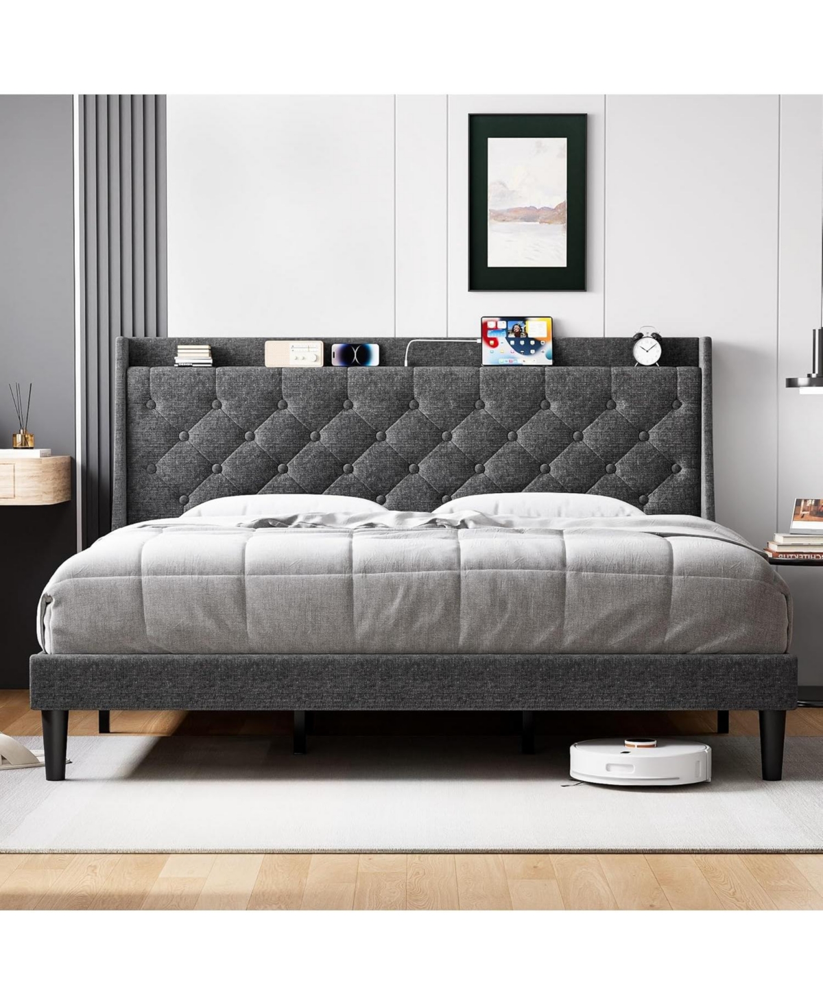 Click here for gaomon Bed Frame with Charging Station and Storage... prices