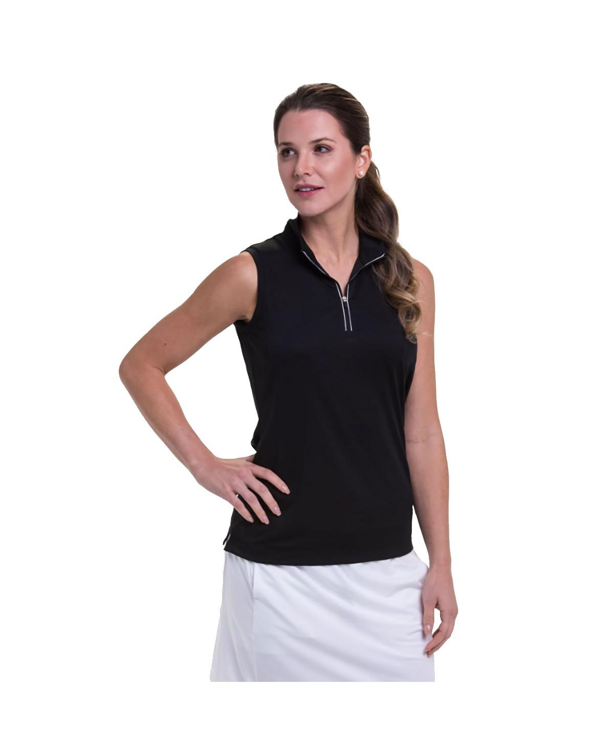 Click here for Ep Ny Womens Convertible Mock Zip Golf Polo - Blac... prices