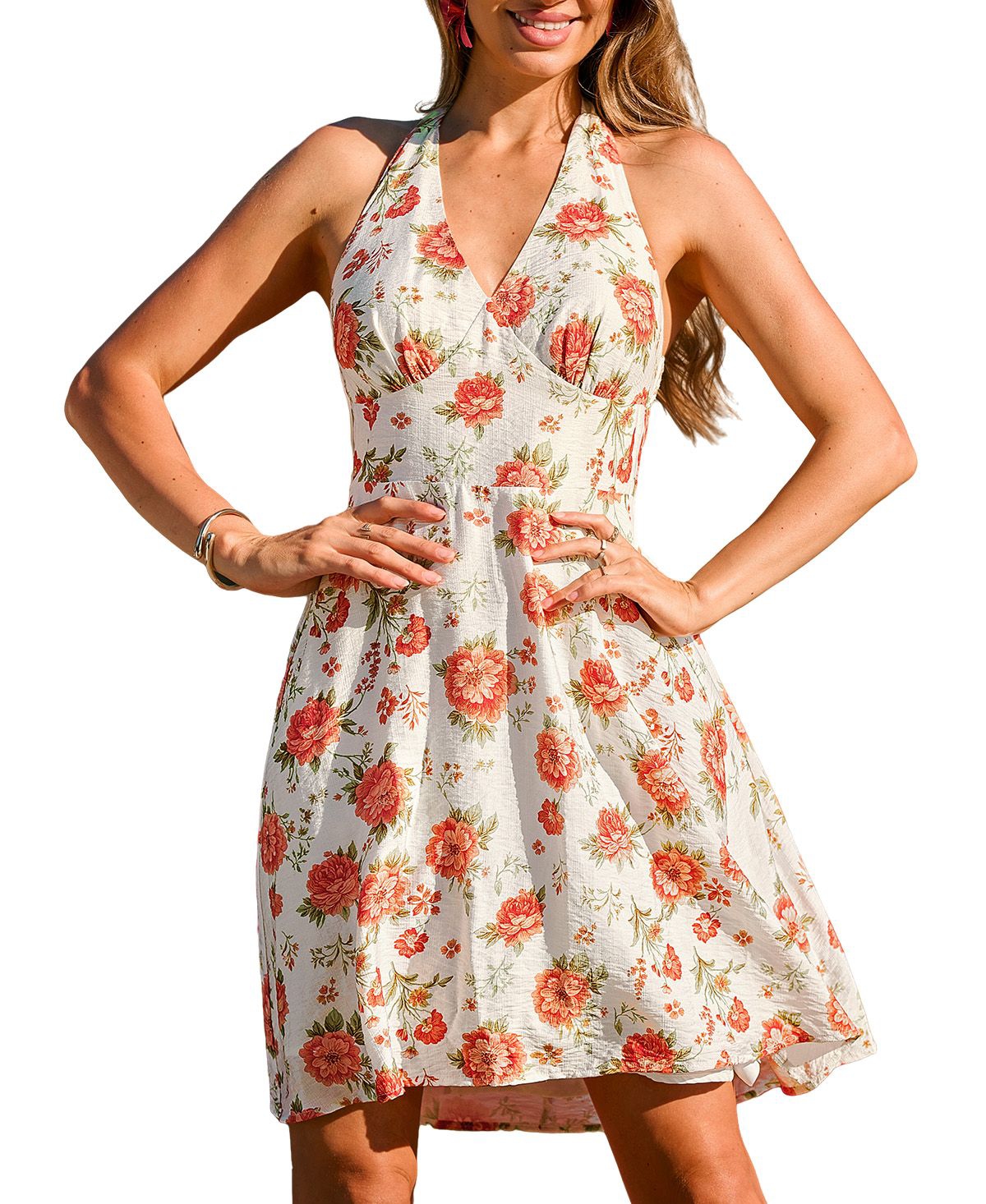 Click here for Cupshe Womens Halter Pull-On Unlined Vacation Dres... prices