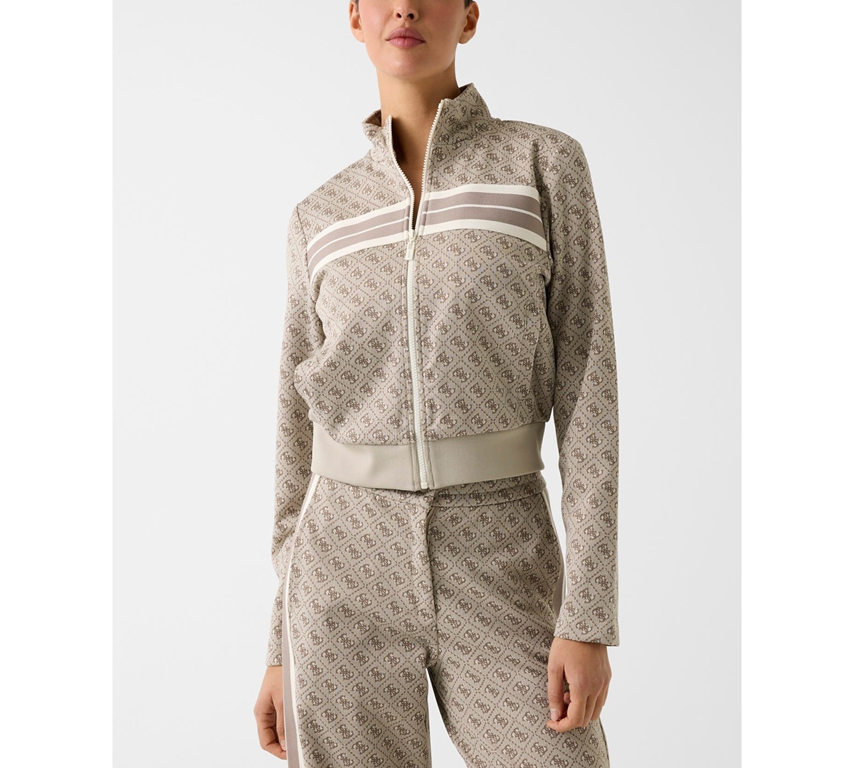 Click here for Guess Womens Full-Zip Jacquard Sweatshirt - 4G Ele... prices
