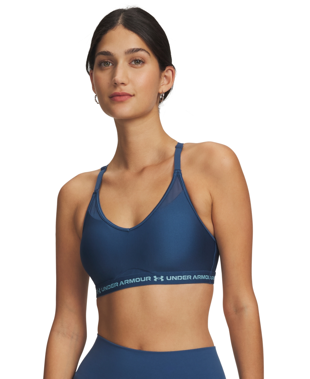 Click here for Under Armour Womens Crossback Low Bra - Wham Blue prices