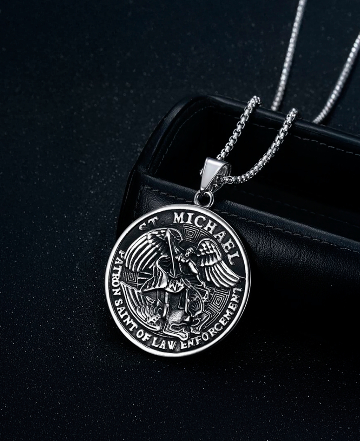 Click here for Rhona Sutton Mens St. Michael Stainless Steel Pend... prices