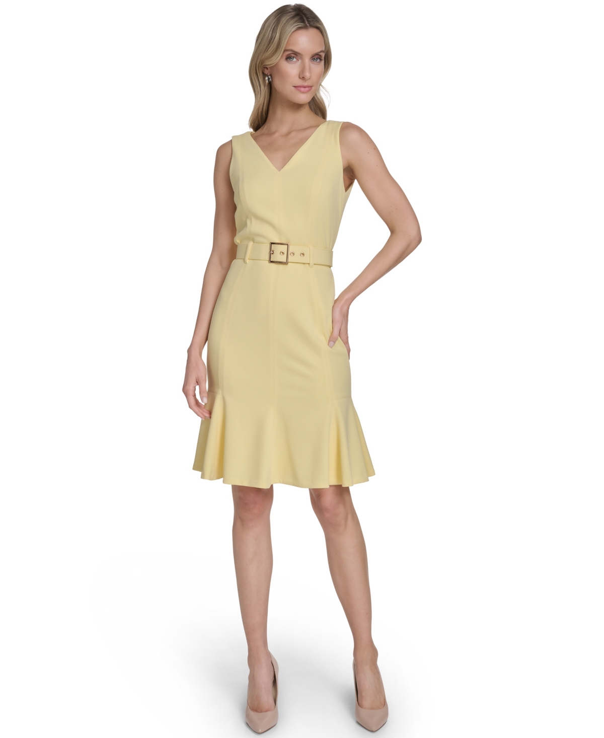 Click here for Calvin Klein Petite Sleeveless Scuba Crepe Dress -... prices