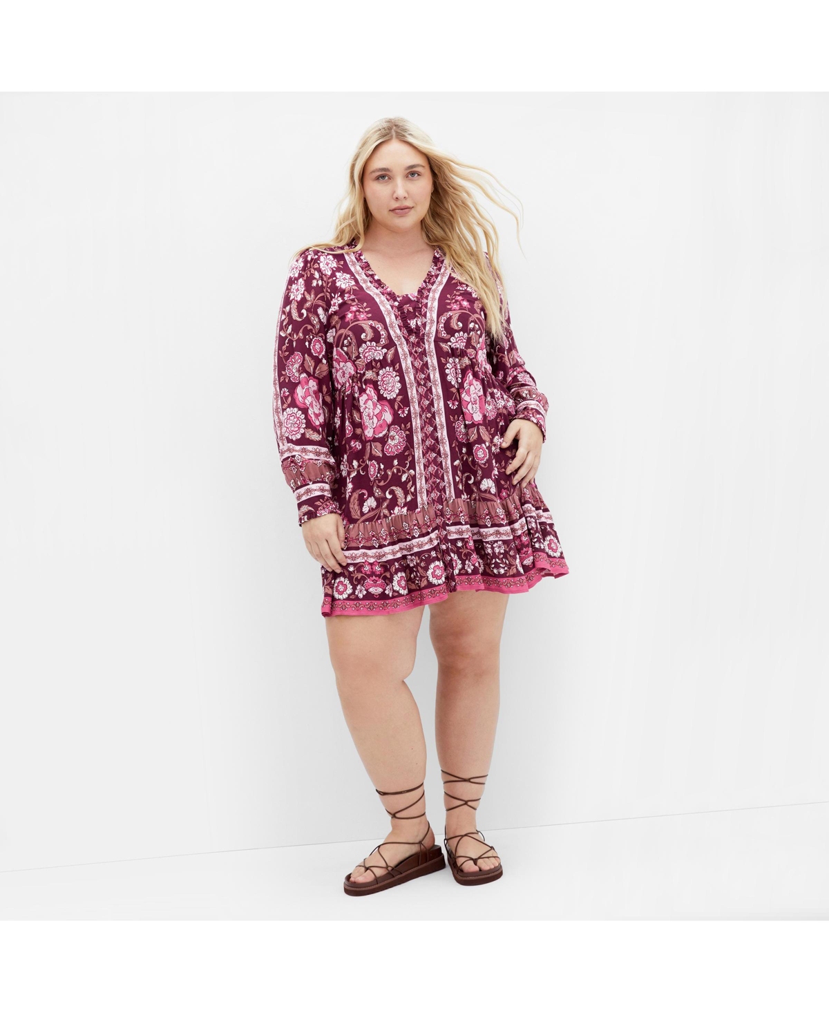 Click here for City Chic Womens Willow Mini Dress - Purple print prices