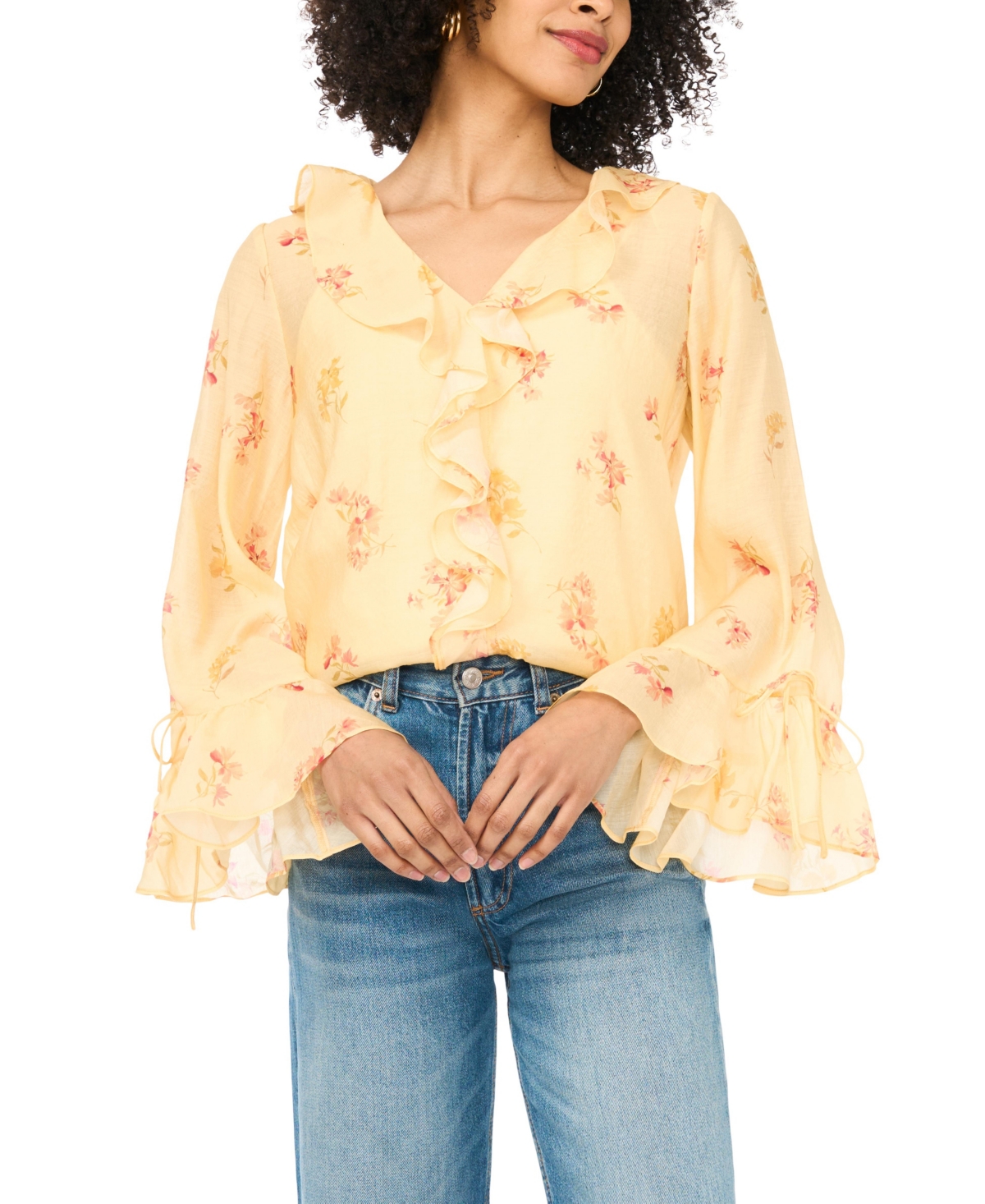 Click here for Vince Camuto Womens Long-Sleeve Ruffle Top - Mello... prices