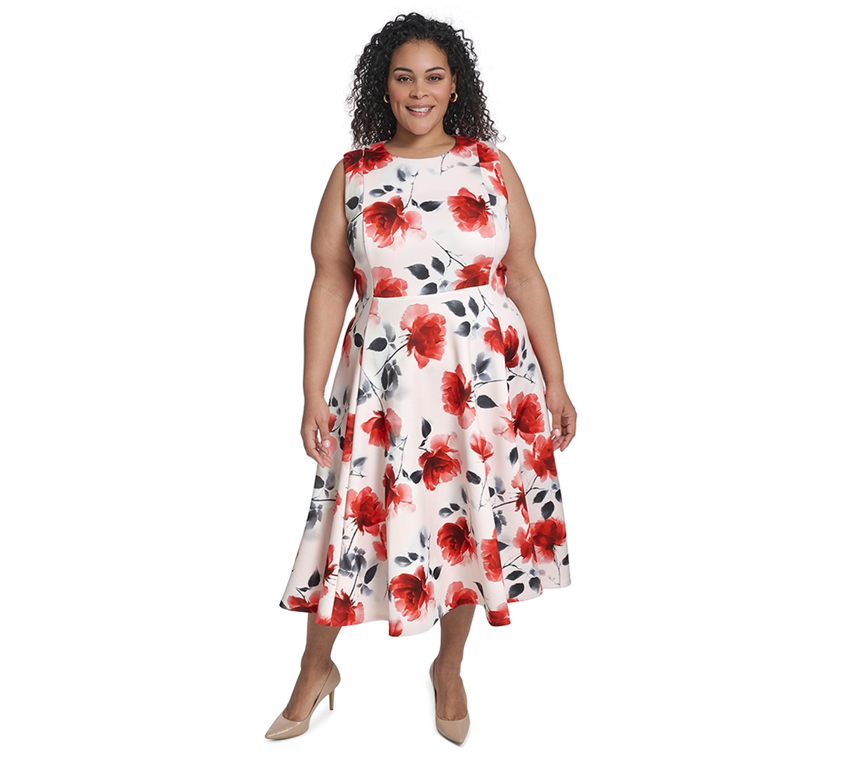 Click here for Calvin Klein Plus Size Sleeveless Fit & Flare Dres... prices