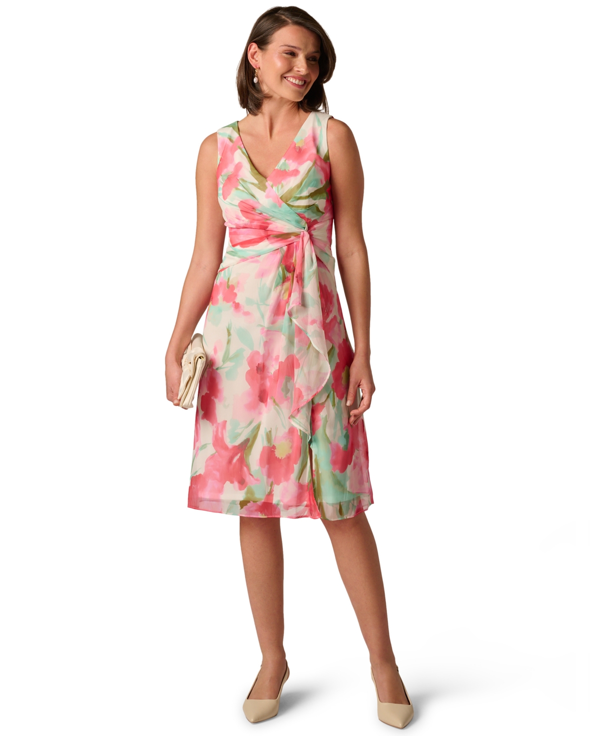 Click here for Adrianna Papell Womens Floral Print Mini Dress - C... prices