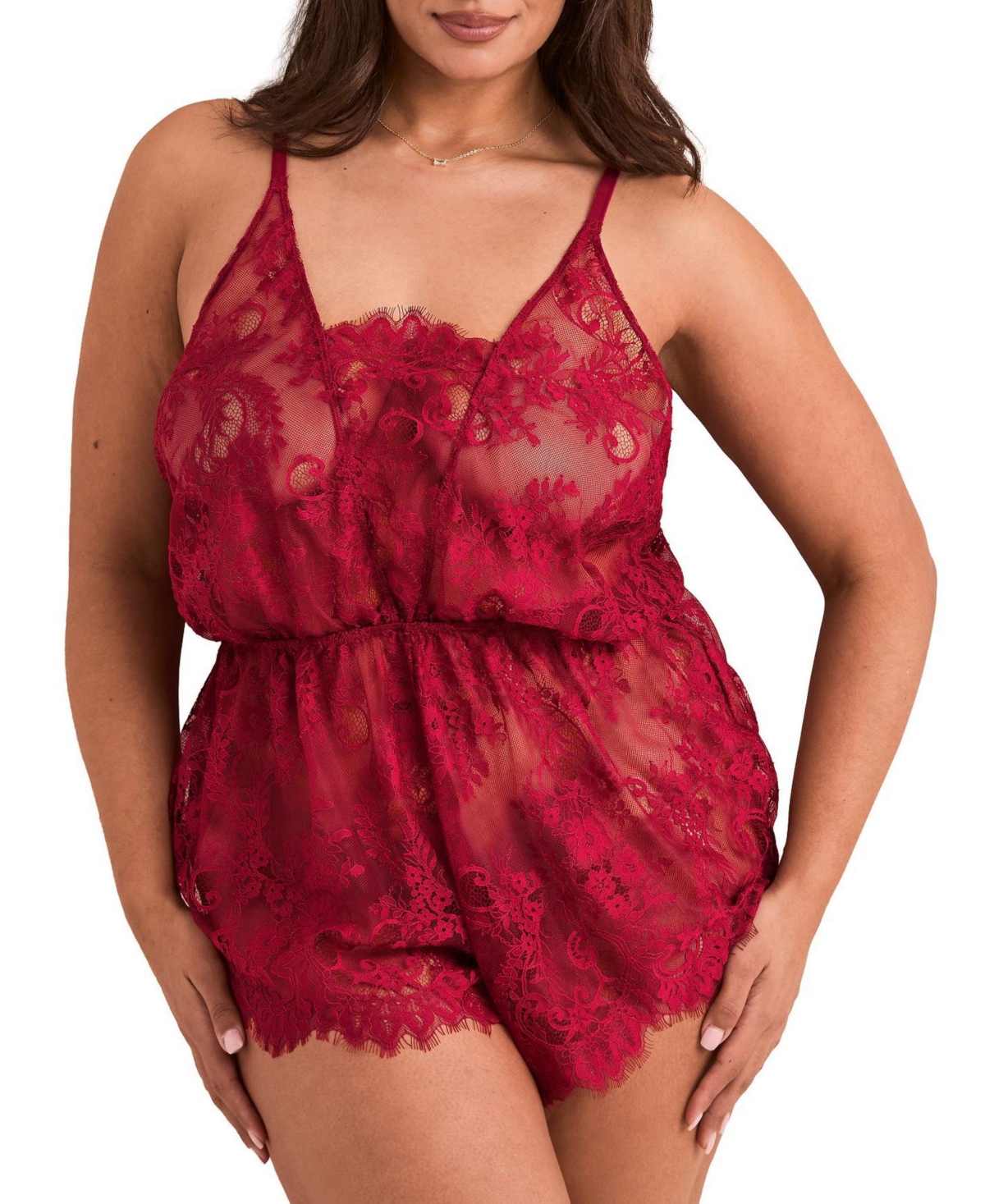 Click here for Adore Me Plus Size Jasmin Romper Lingerie - Dark r... prices