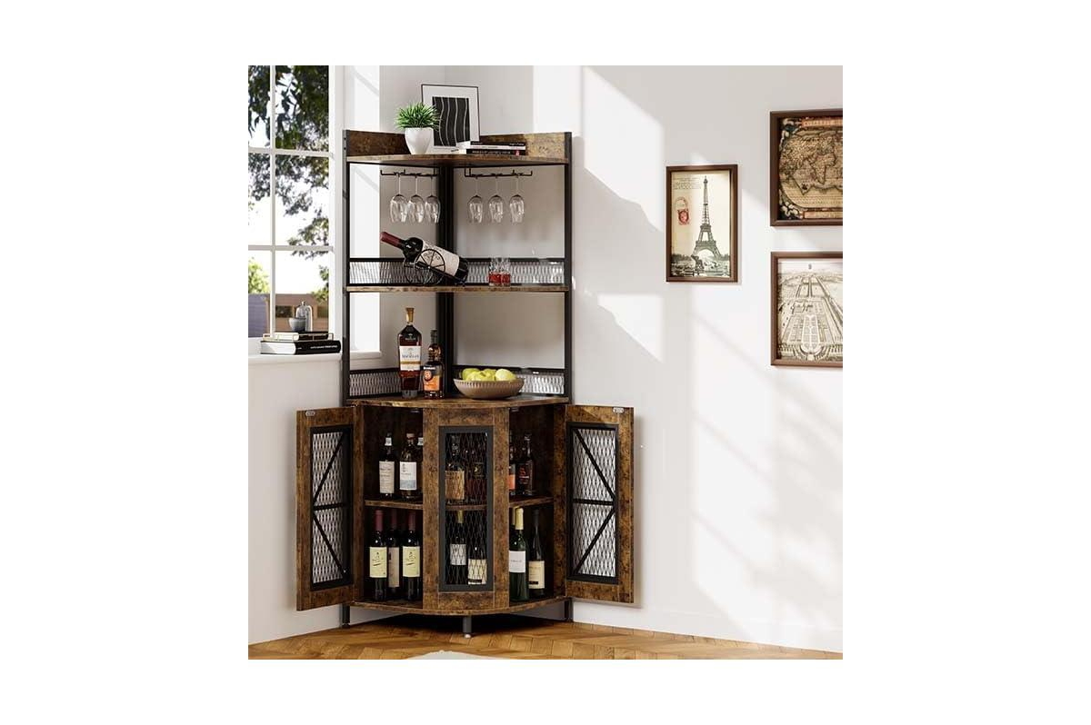 Click here for gaomon Corner Bar Cabinet with Led Strip 5-Tiers I... prices