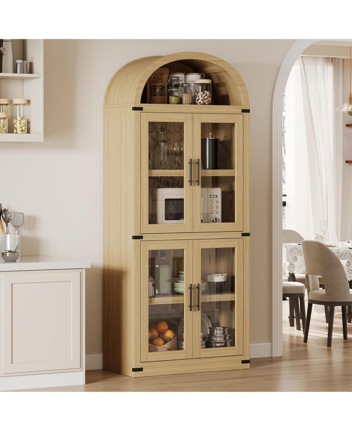 Click here for gaomon Arched Bookshelf with Doors  71.4" Tal... prices